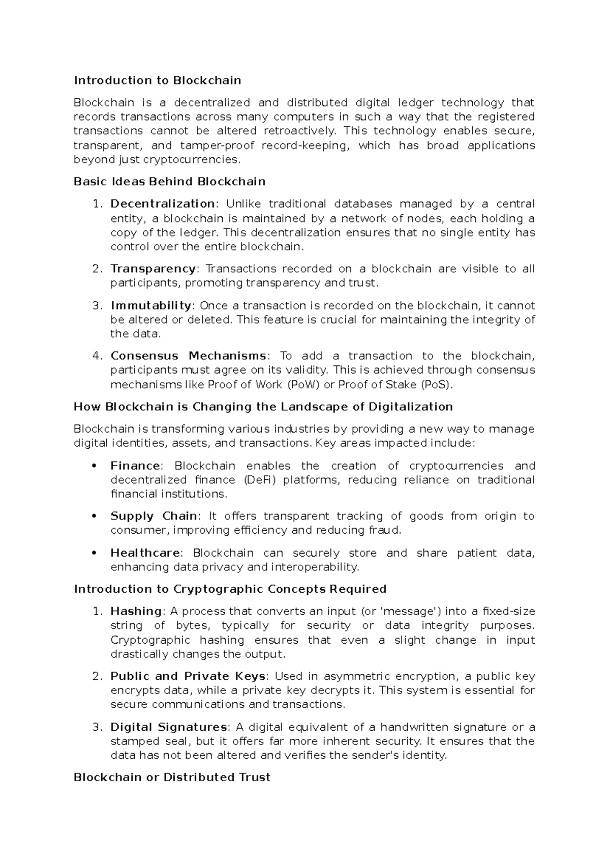 Introduction to Blockchain - Introduction to Blockchain Blockchain is a ...