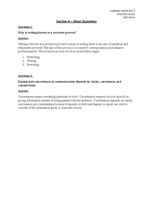 Report Writing Skills( Letter) - CUI - Studocu