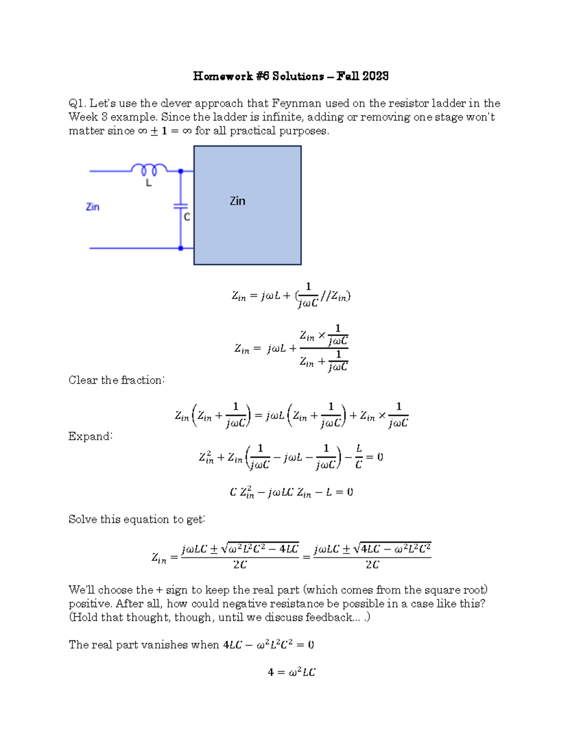 Homework 6 Solutions Fall23 - Homework #6 Solutions – Fall 2023 Q1. Let ...
