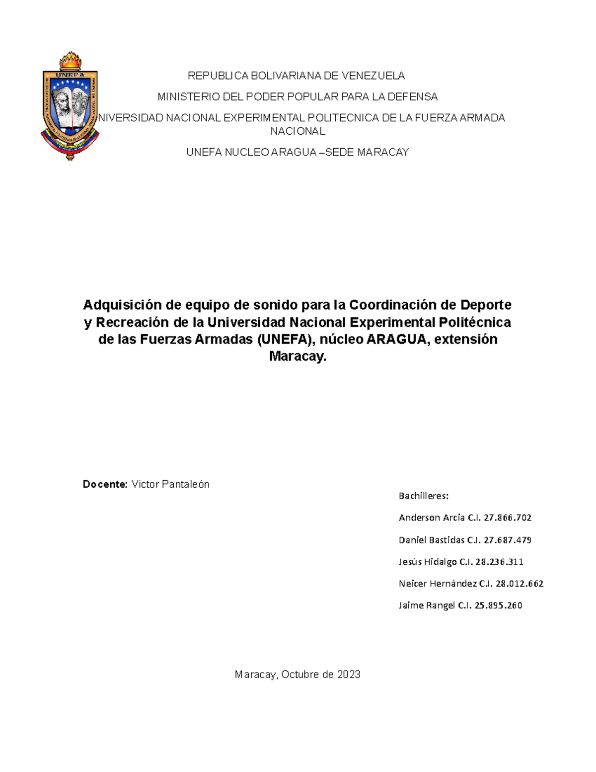 Republica Bolivariana DE Venezuela - REPUBLICA BOLIVARIANA DE VENEZUELA ...