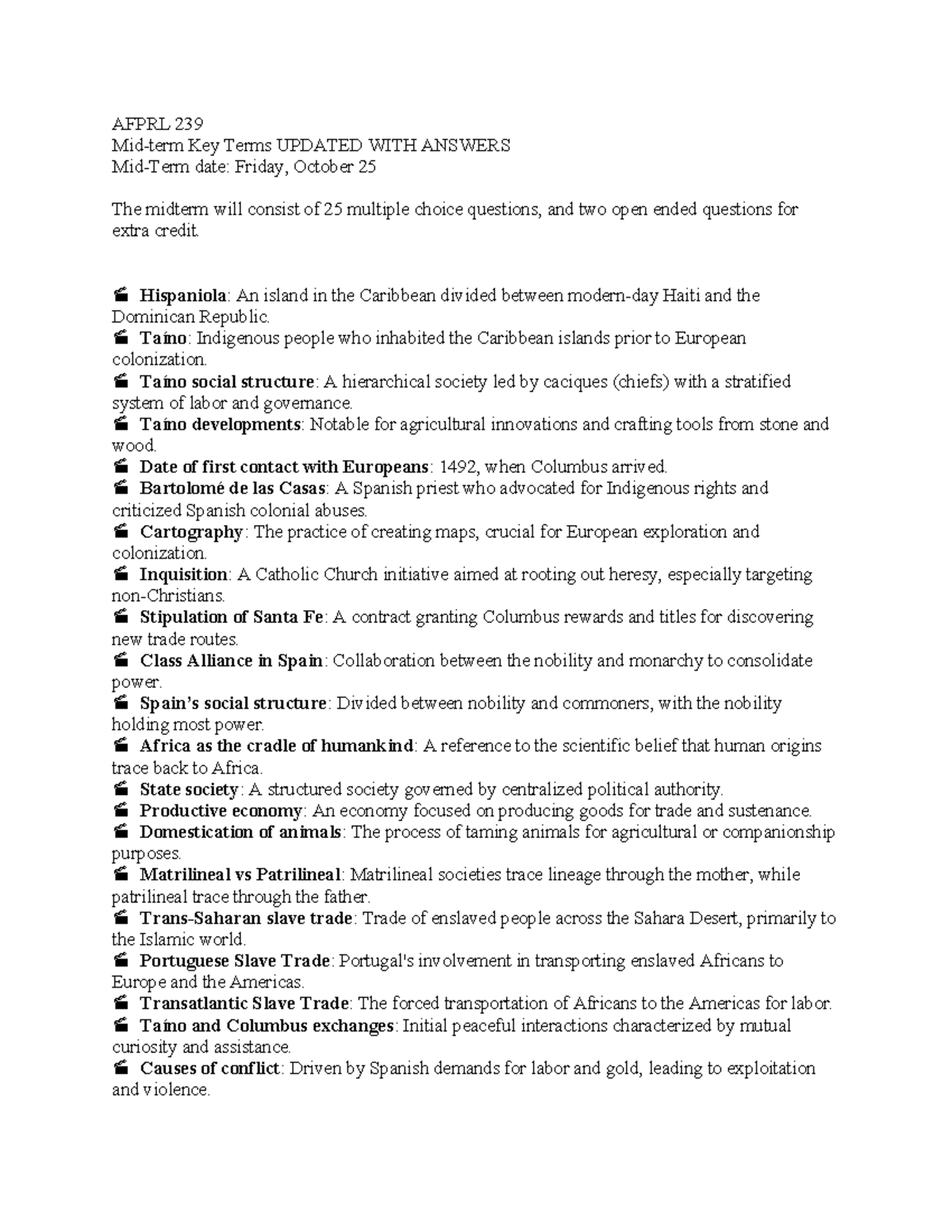 Afprl 239 key terms updated - AFPRL 239 Mid-term Key Terms UPDATED WITH ...