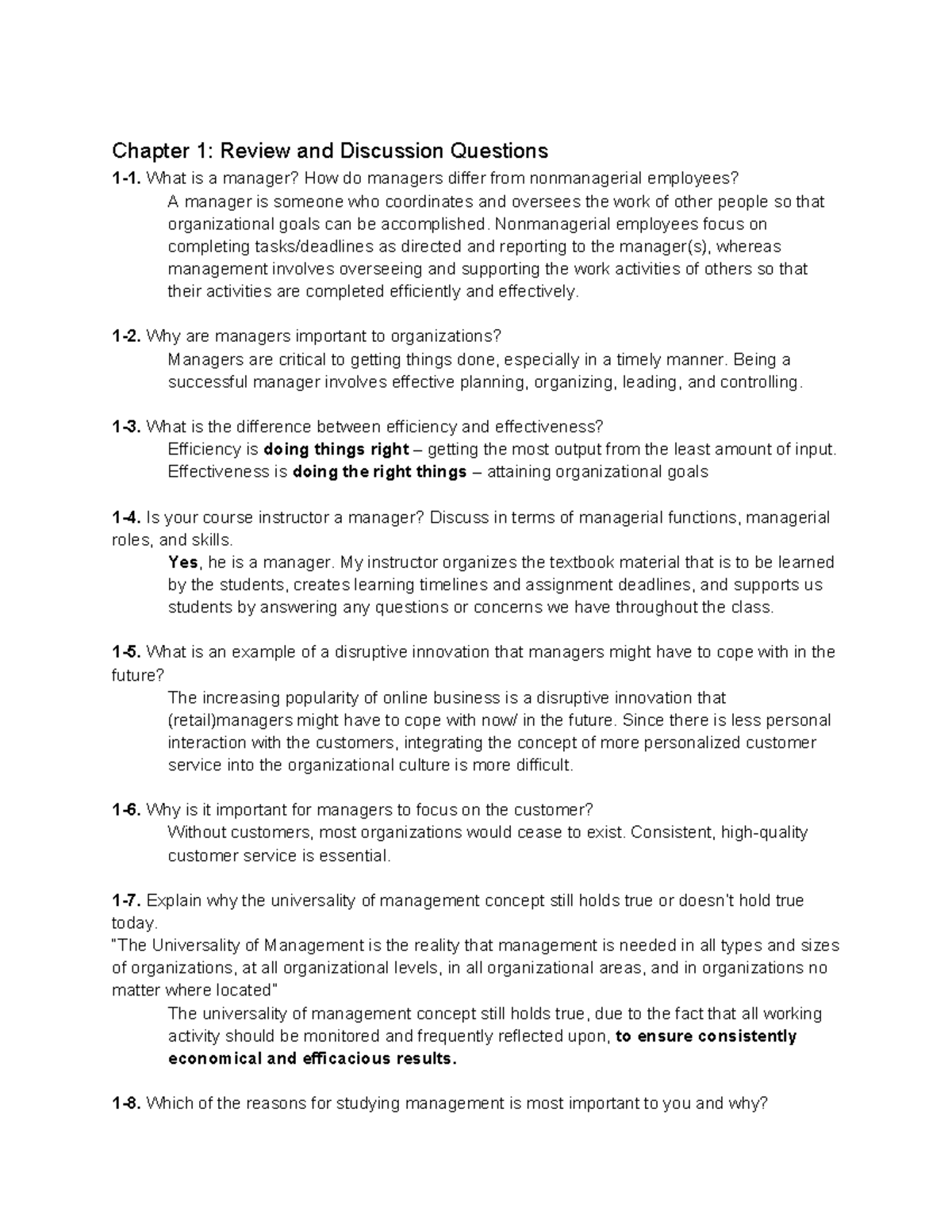 Chapter 1 Review and Discussion Questions - Chapter 1: Review and ...