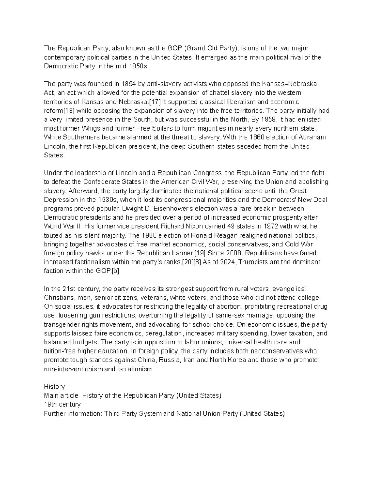 The Republicans - Notes - The Republican Party, also known as the GOP ...