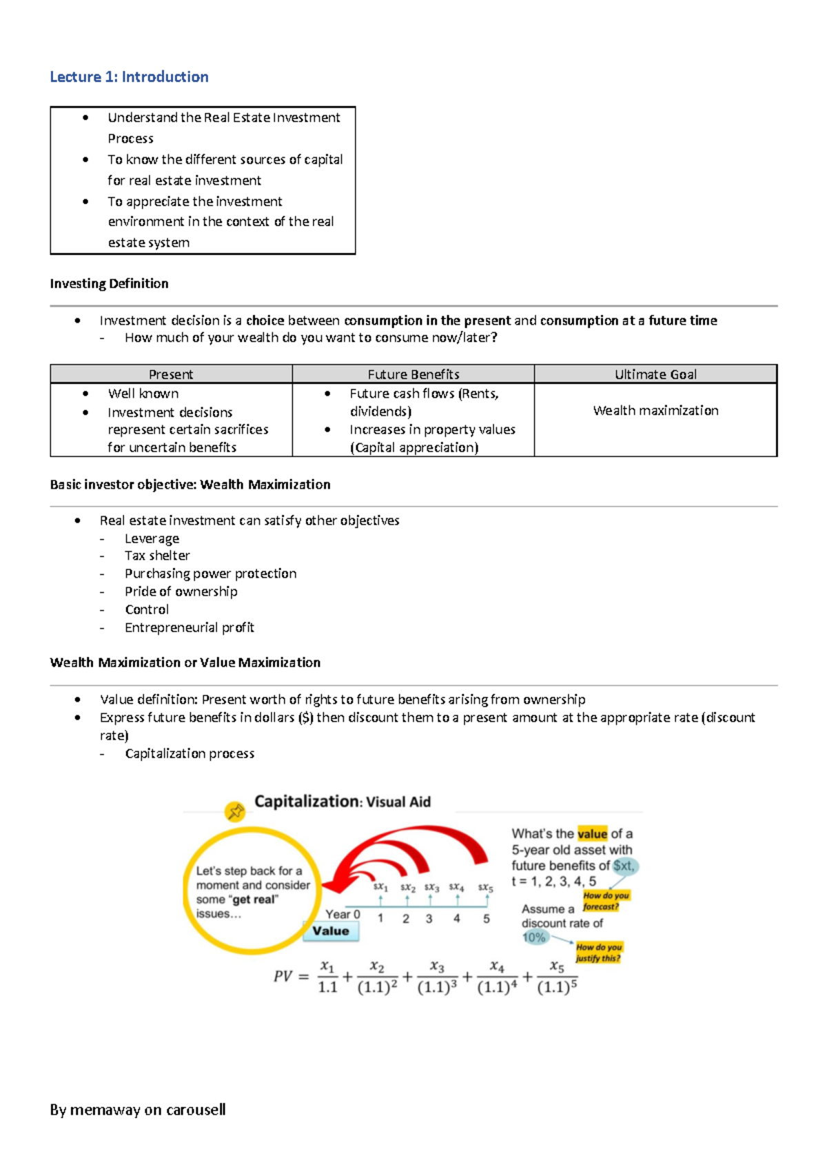 RE3701 notes - Summary - Lecture 1: Introduction Understand the Real ...