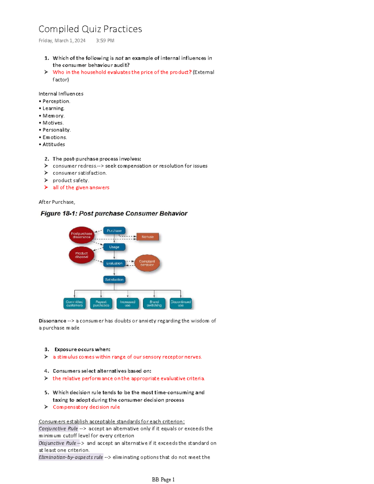 Buyer behaviour- self compiled practice quiz + notes - Which of the ...