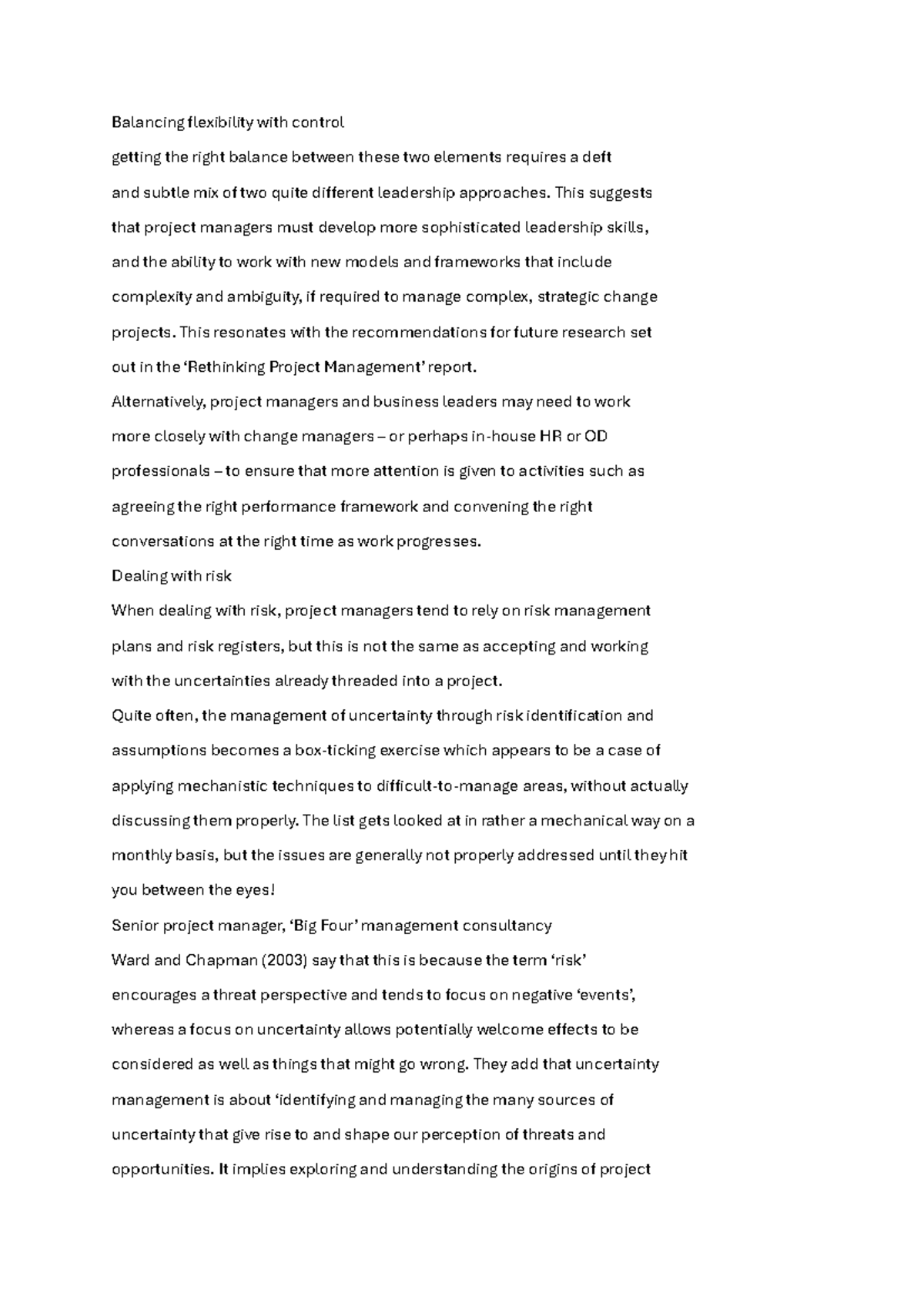 Balancing flexibility with control - Balancing flexibility with control ...