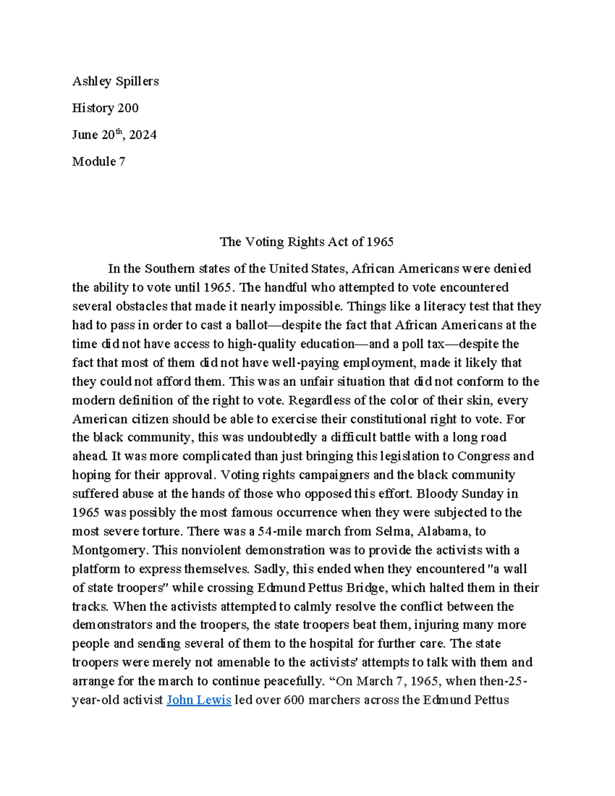 module 7 coursework - Ashley Spillers History 200 June 20th, 2024 ...