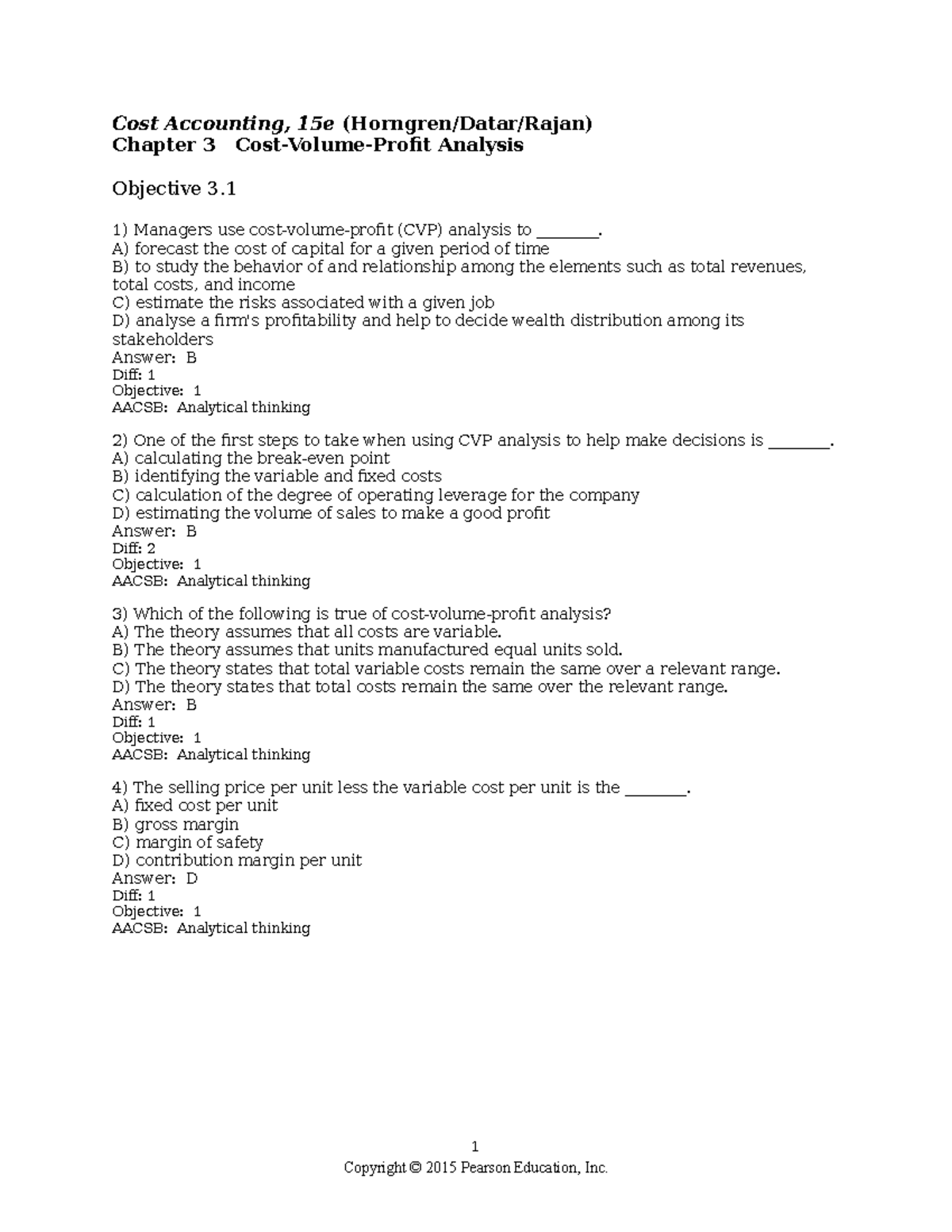 Chapter 3 - Cost Accounting, 15e (Horngren/Datar/Rajan) Chapter 3 Cost ...