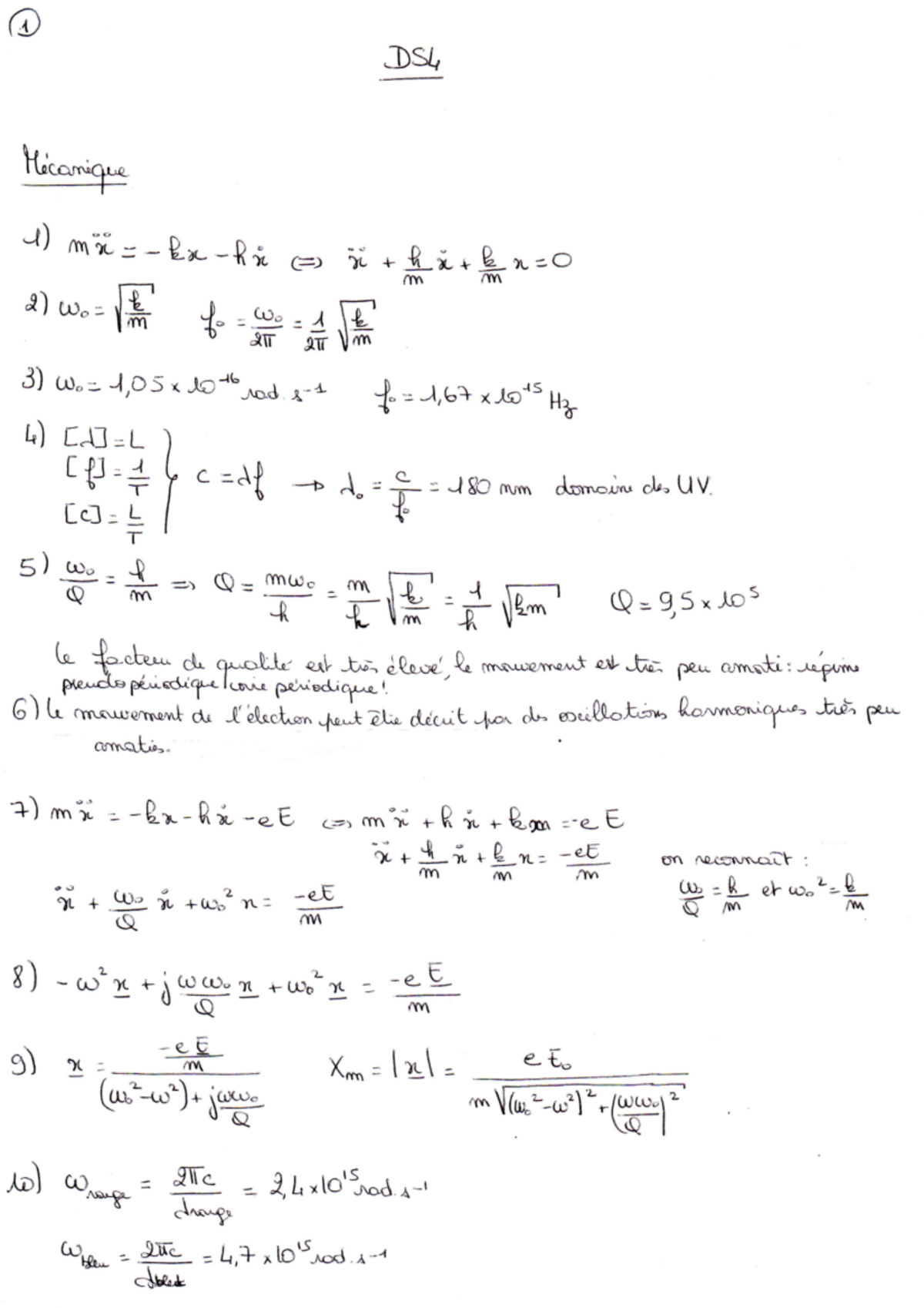 8 dynamique du point materiel mecanique oscillateurs regime sinusoidal ...