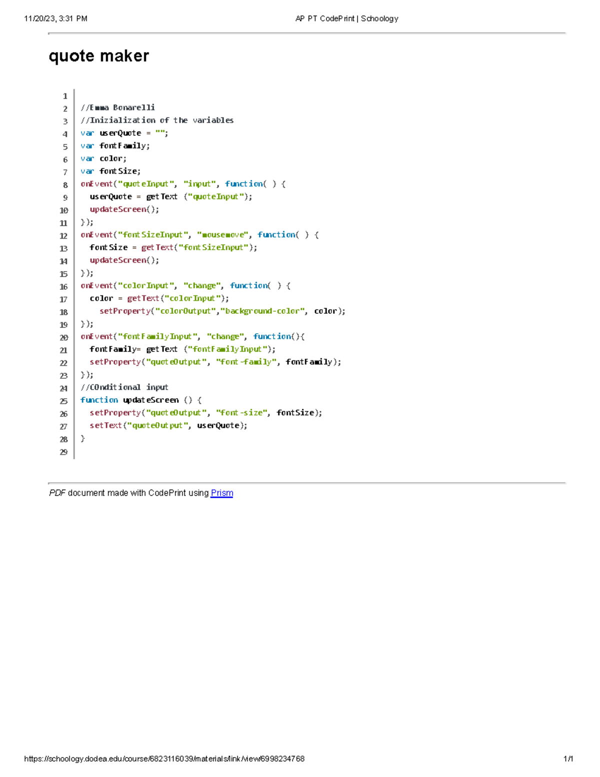 AP PT Code Print quote maker - 11/20/23, 3:31 PM AP PT CodePrint ...