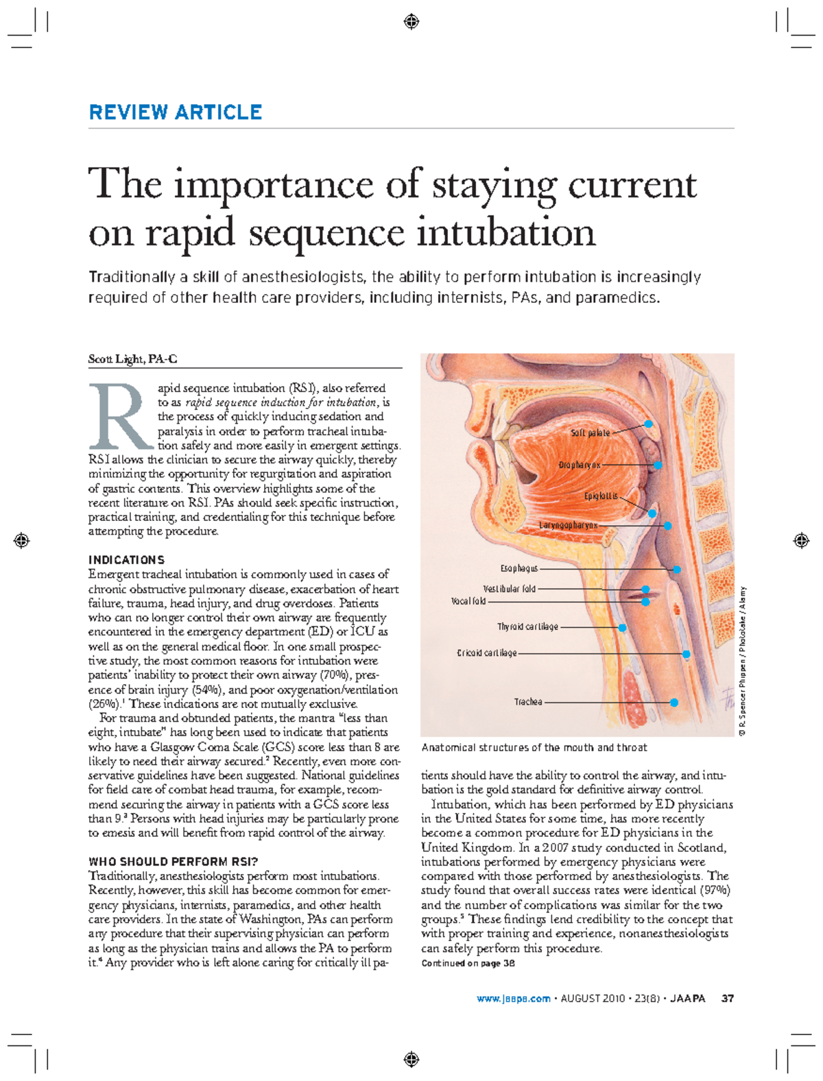 Rapid Sequence Intubation Article-1 - jaapa • AUGUST 2010 • 23(8 ...