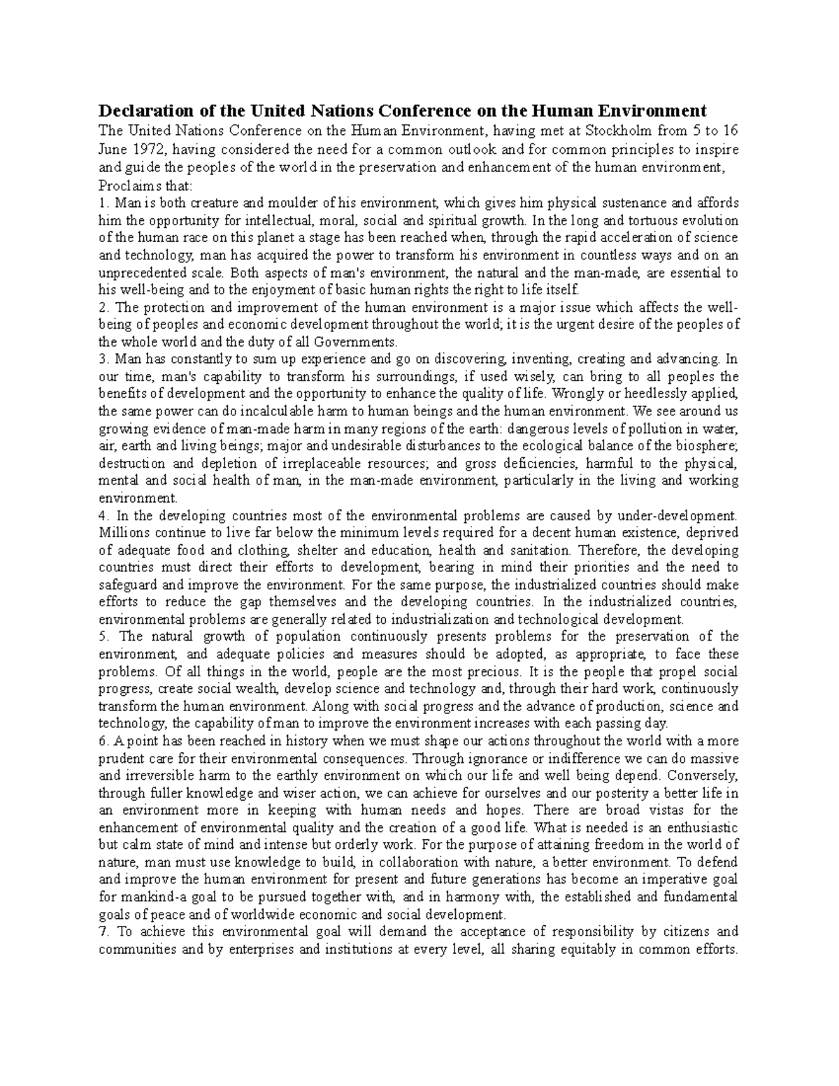 3.1 Stockholm Declaration of the United Nations Conference on the Human ...