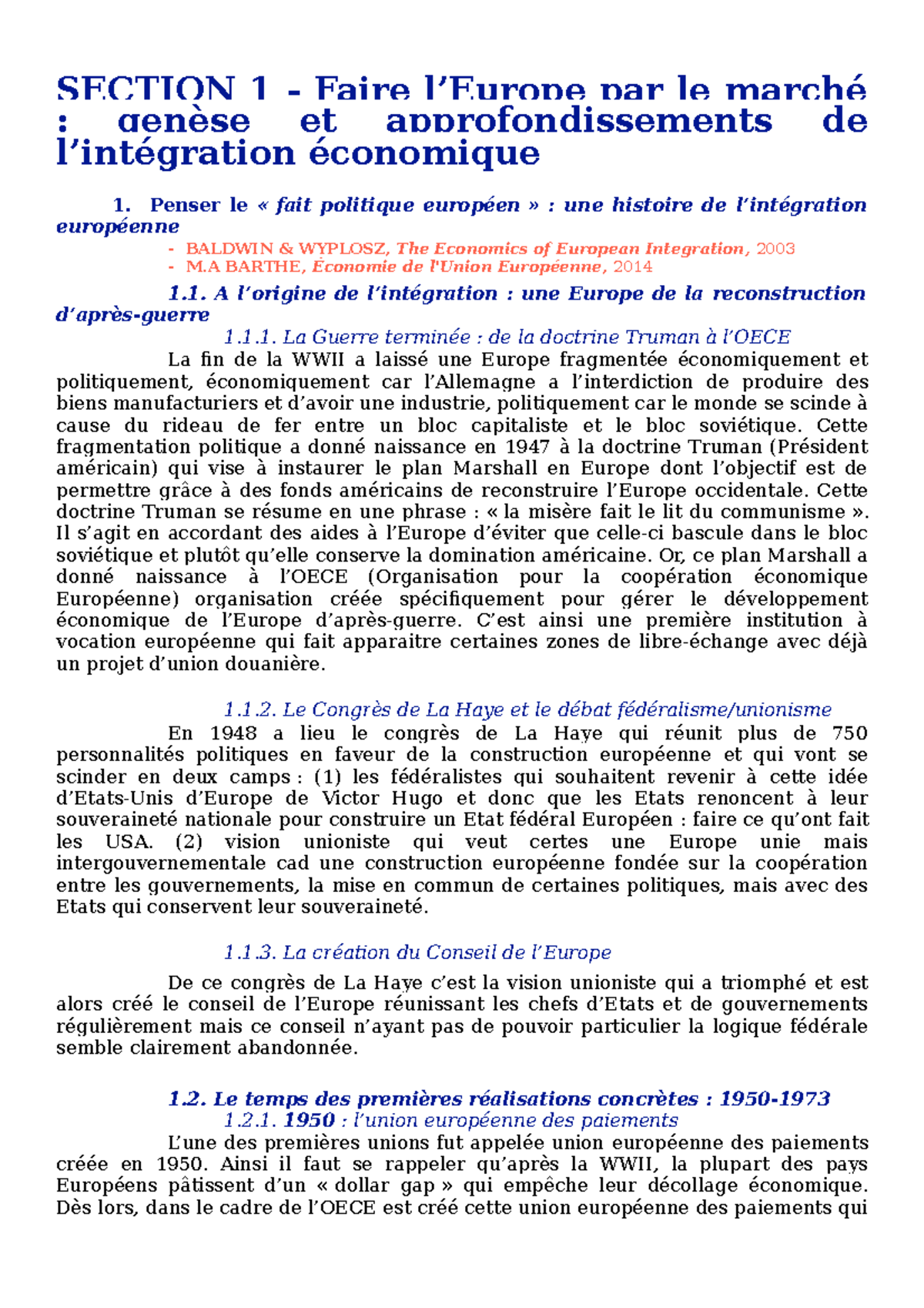 Chapitre 32 Section 1 - SECTION 1 - Faire l’Europe par le marché ...