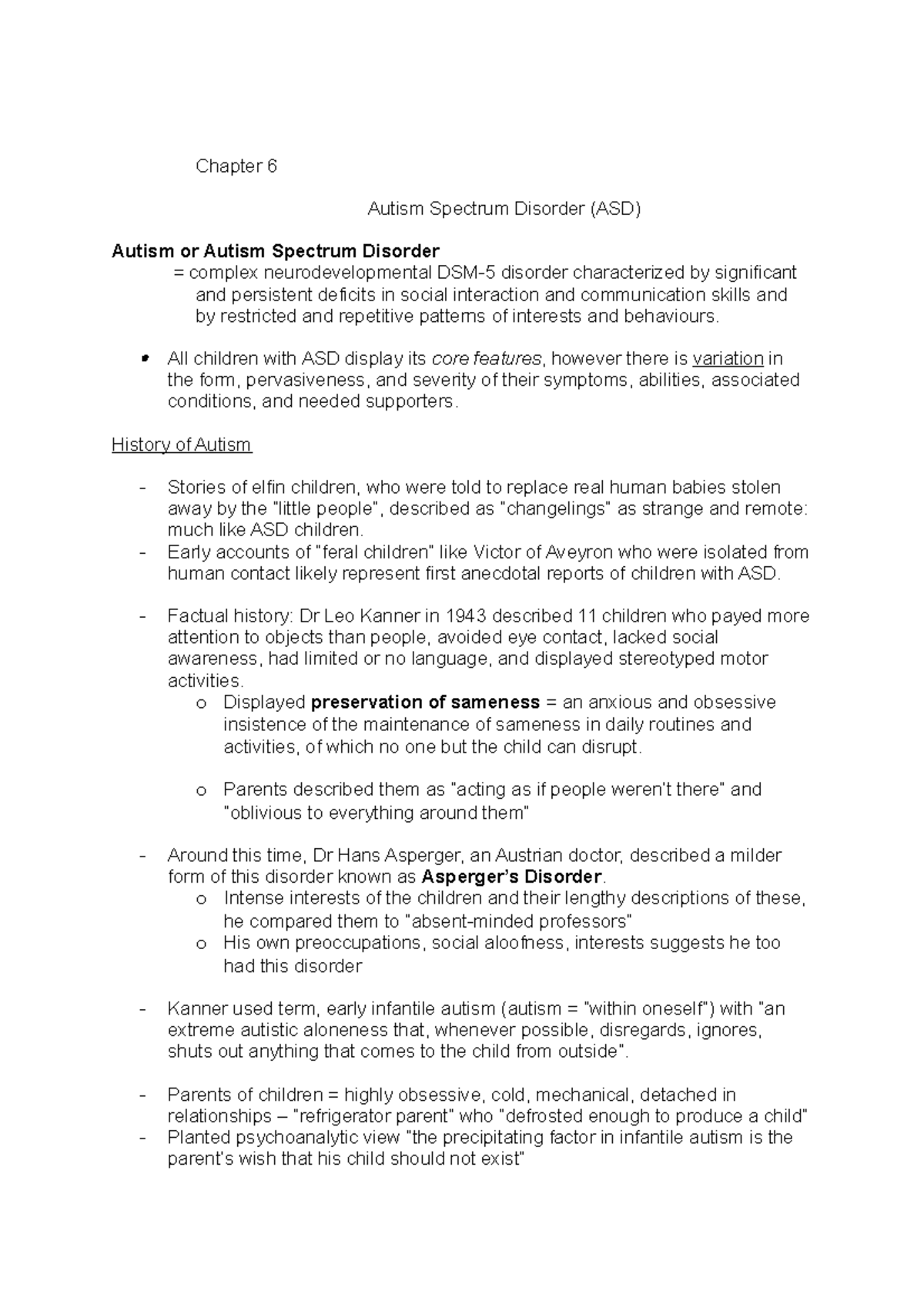 Chapter 6 - ASD - Notes on Autism Spectrum Disorder - Abnormal Child ...