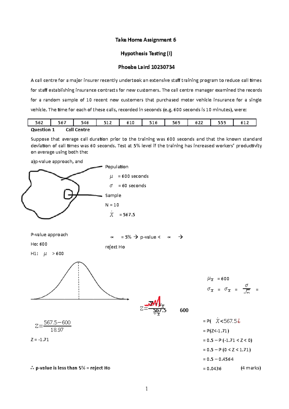 Tha 6 - Final Take Home Assignment - Take Home Assignment 6 Hypothesis ...