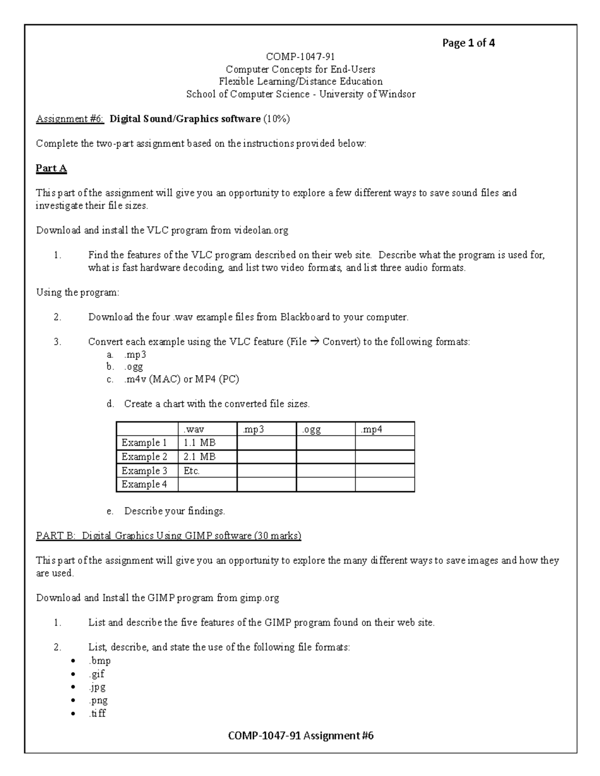 COMP-1047 Assignment 6 - COMP-1047- Computer Concepts for End -Users Flexible Learning/Distance ...