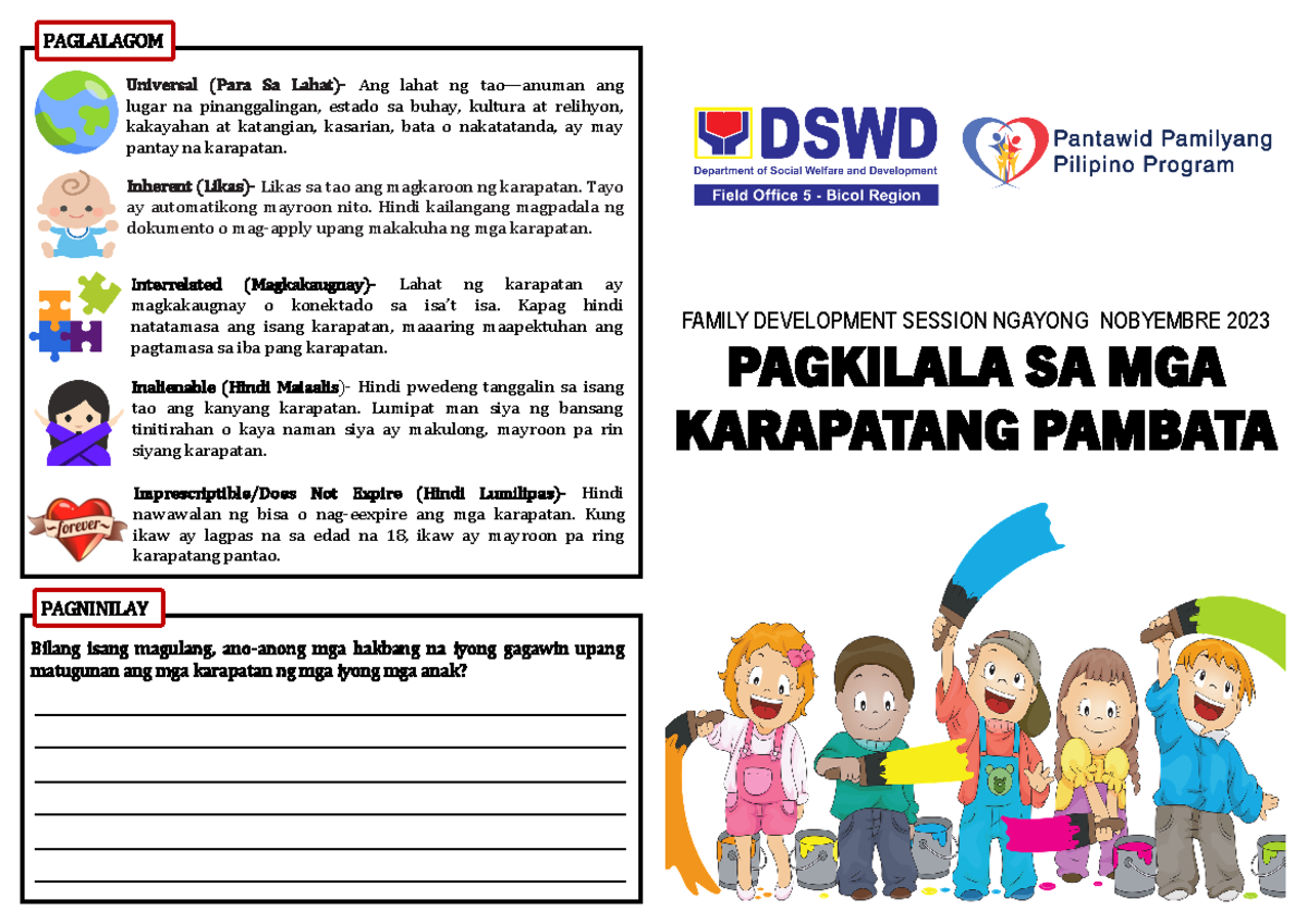 Booklet Pagkilala-SA-MGA- Karapatang- Pambata FDS- November-2023 ...