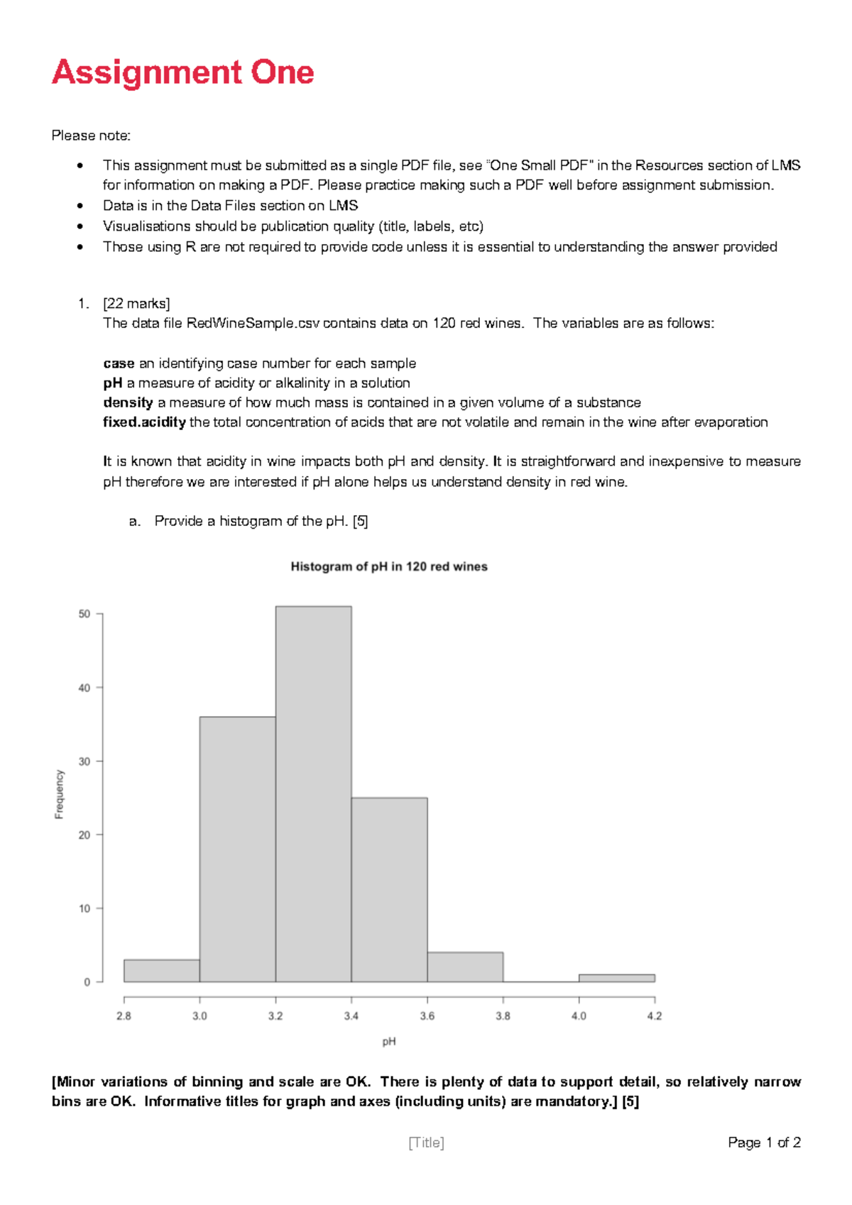 Assignment Onesolution mas183 - [Title] Page 1 of 2 Assignment One Please note: - This ...