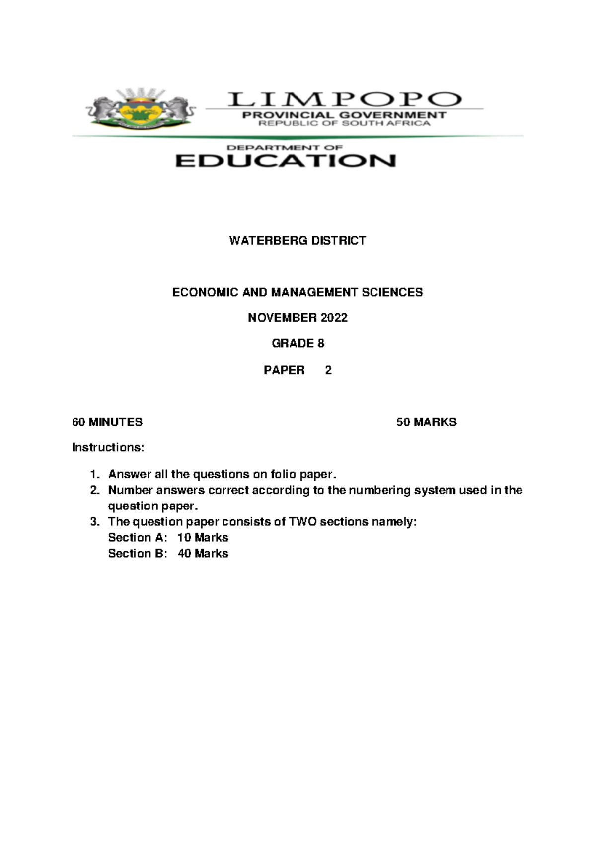 2022 EMS Grade 8 Paper 2 QP NOV 2022 - WATERBERG DISTRICT ECONOMIC AND ...