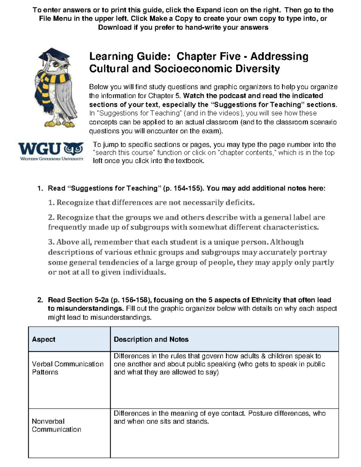 Chapter 5 Learning Guide - To enter answers or to print this guide ...