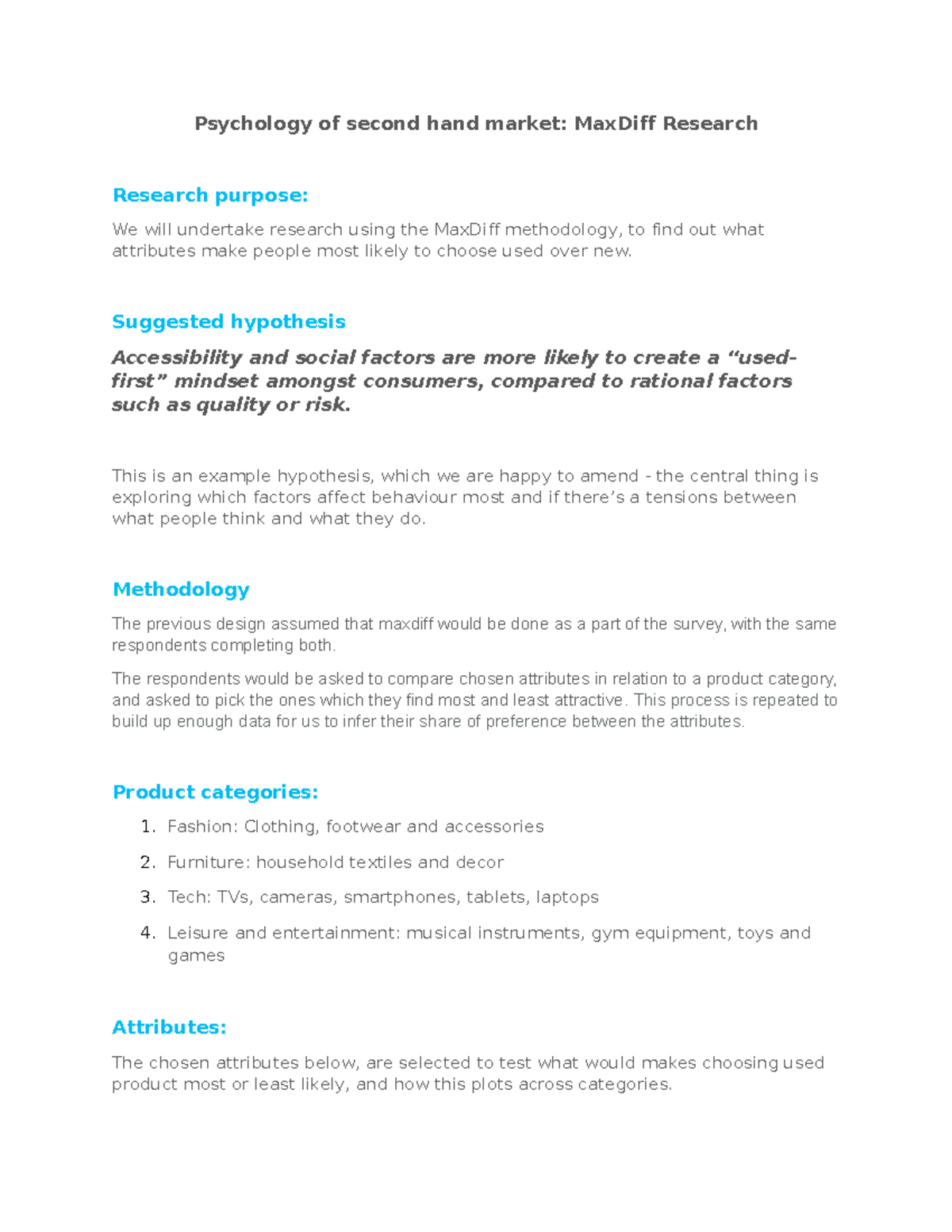 Max Diff Research Example and brief from client - Psychology of second ...