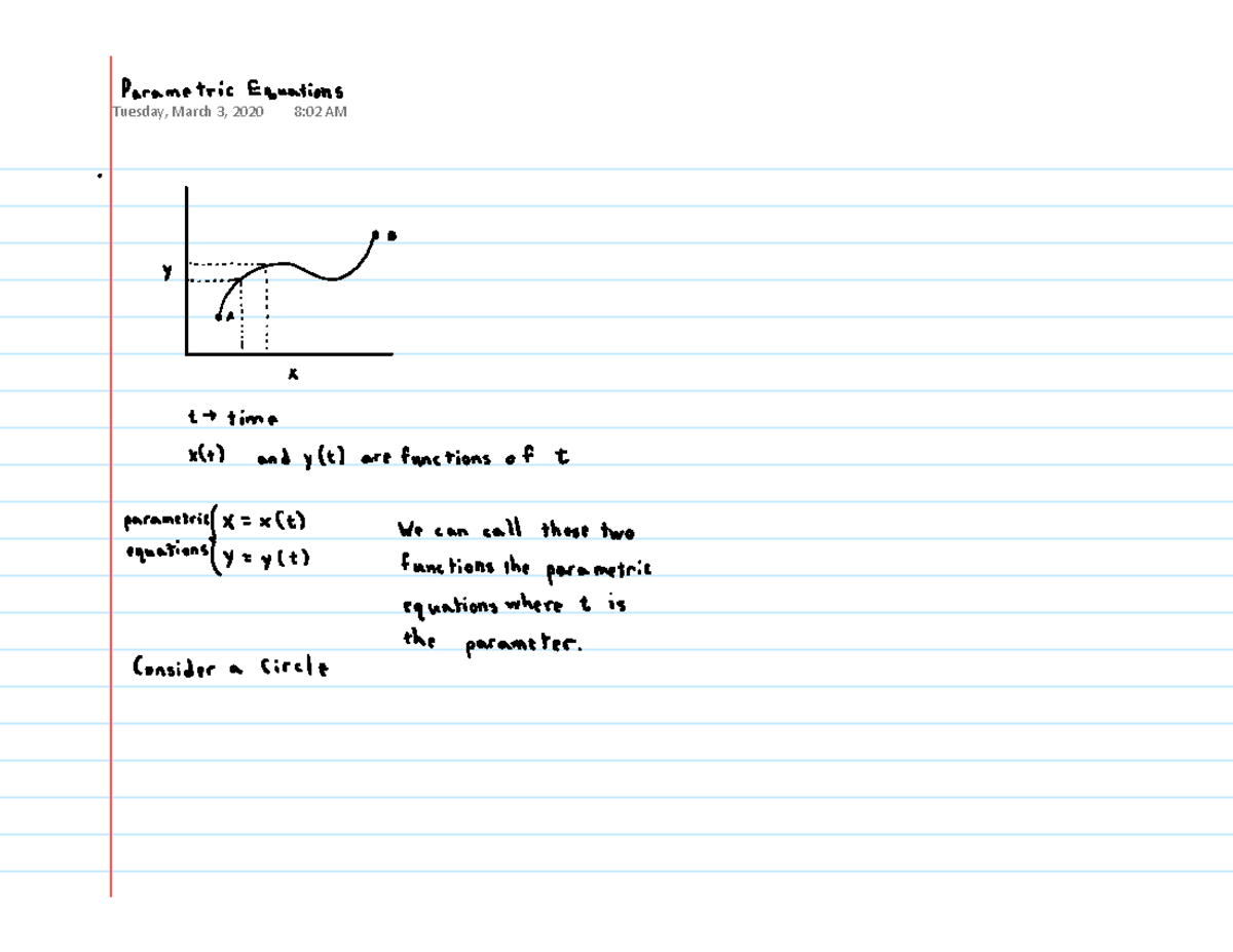 Parametric Equations - Calculus 3 with Dr. Bu - Important to consider ...