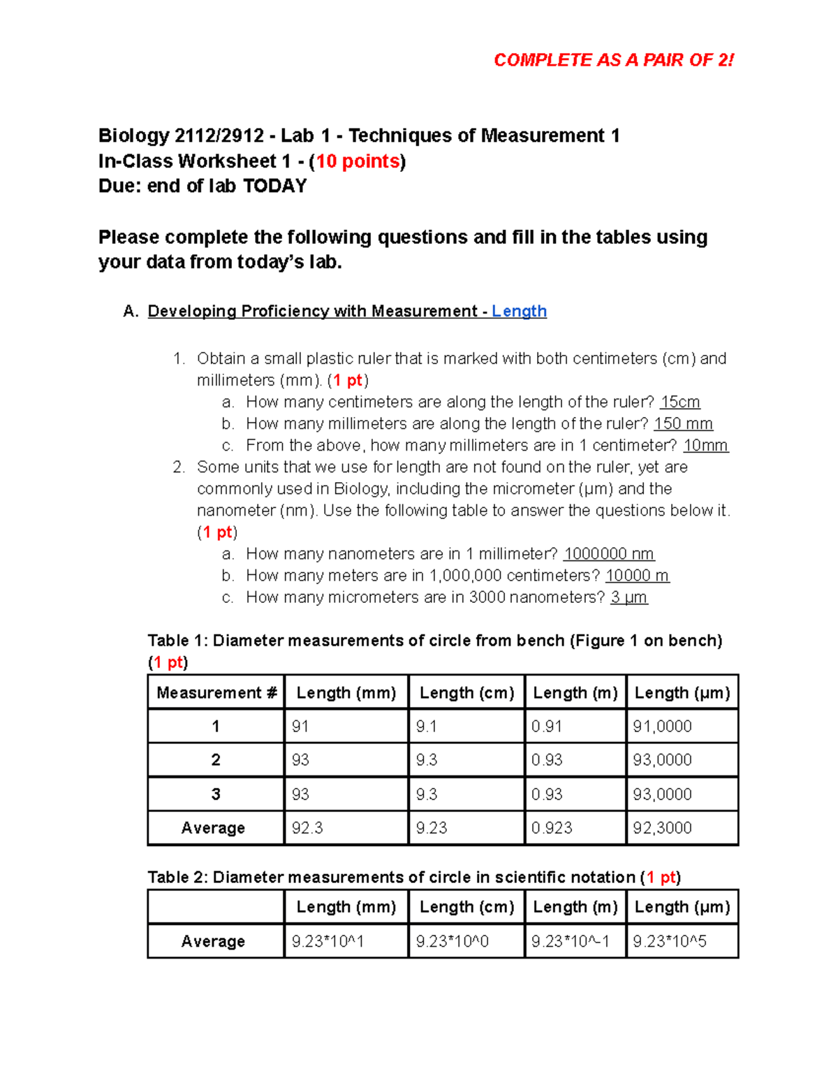In-Class Worksheet 1 - Metric Conversions-1-1 - COMPLETE AS A PAIR OF 2 ...