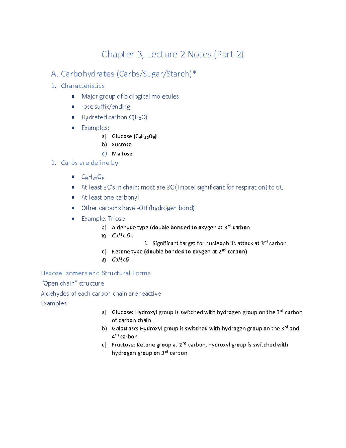 Bio II Chapter 3, Lecture 2 Notes (Part 2) - Chapter 3, Lecture 2 Notes ...