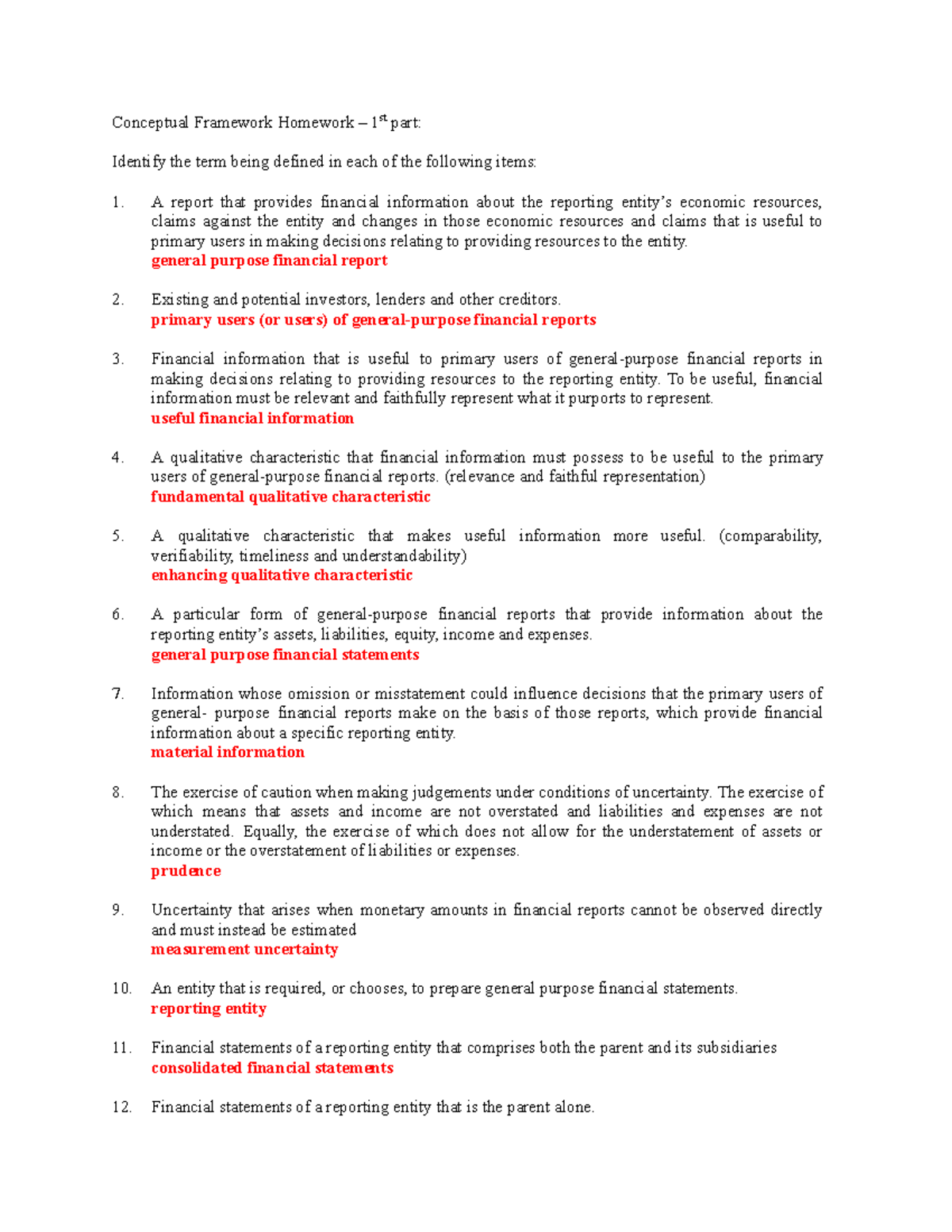 Conceptual Framework HW Identification of Terms - Conceptual Framework ...