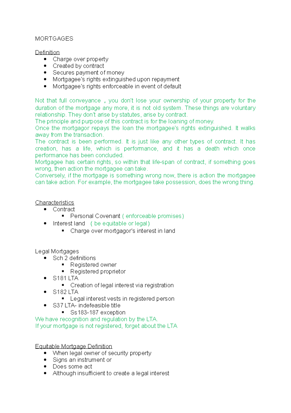 Mortgages - MORTGAGES Definition Charge over property Created by ...