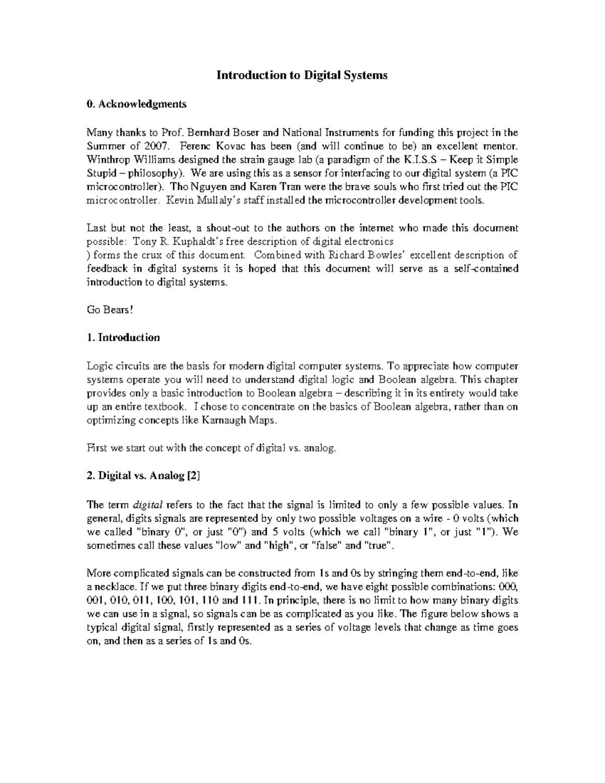 Introduction To Digital Systems - Acknowledgments Many thanks to Prof ...
