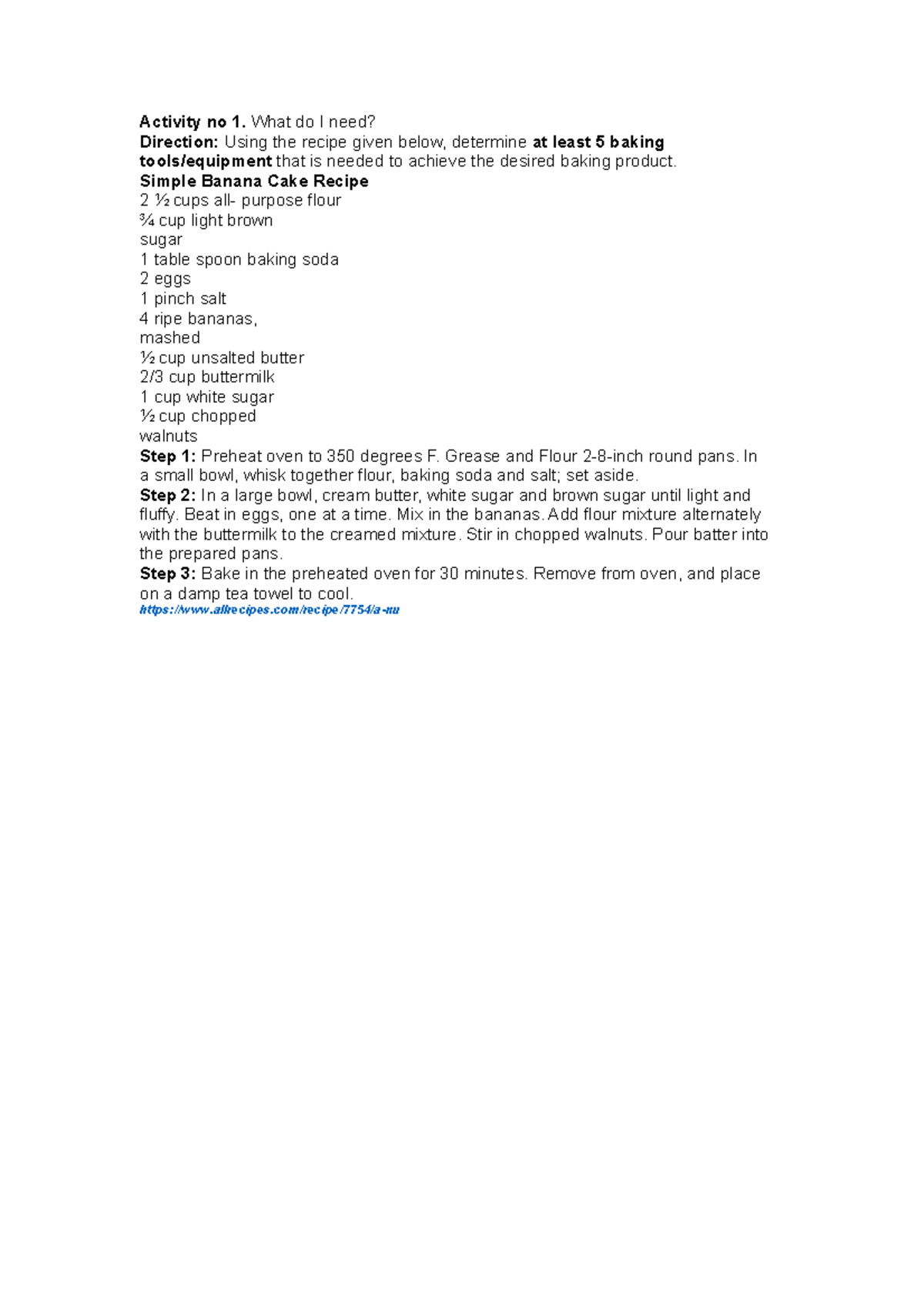 Activity no 1 in tle 7 bpp - Activity no 1. What do I need? Direction ...