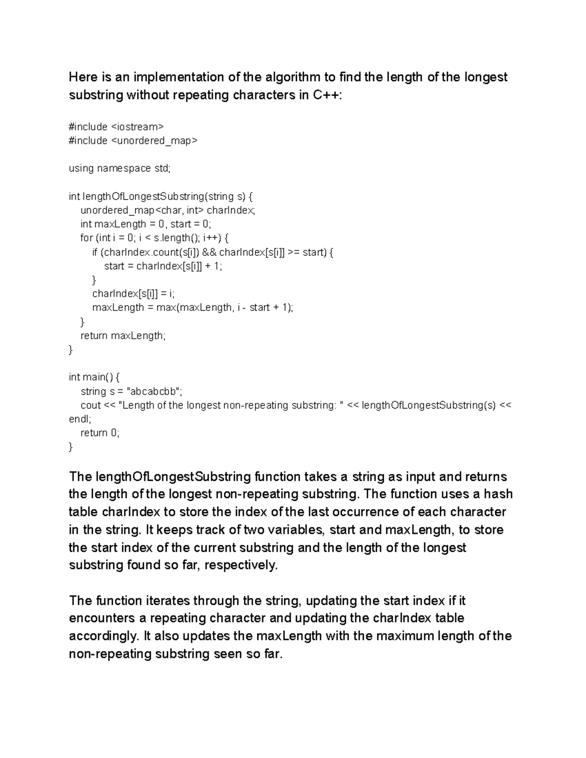 Longest Substring - Here is an implementation of the algorithm to find ...