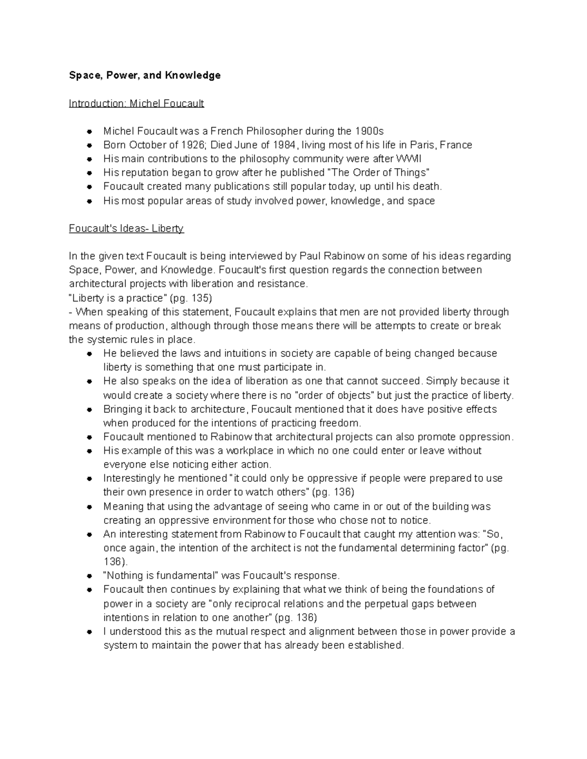 Comm 260 Discussion Notes 2 - Space, Power, and Knowledge Introduction ...