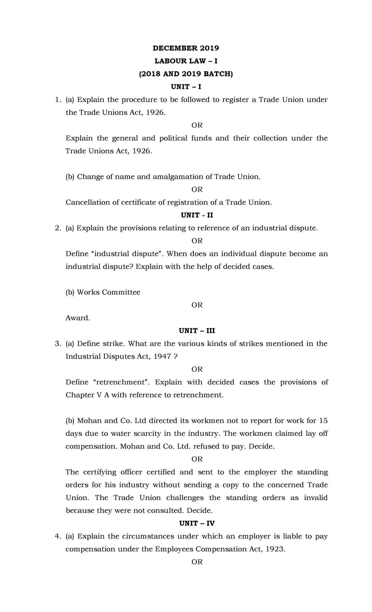 2019 batch 2019 d labour 1 - DECEMBER 2019 LABOUR LAW – I (2018 AND ...