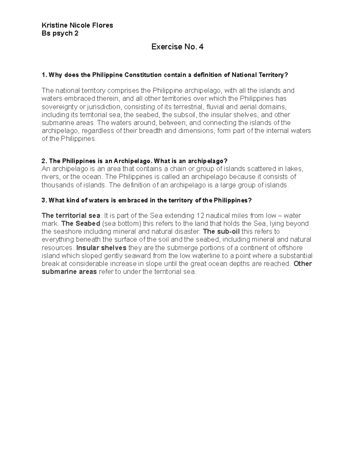 Exercise No.4 docx - This is just one of the fundamentals of political science - Kristine Nicole ...