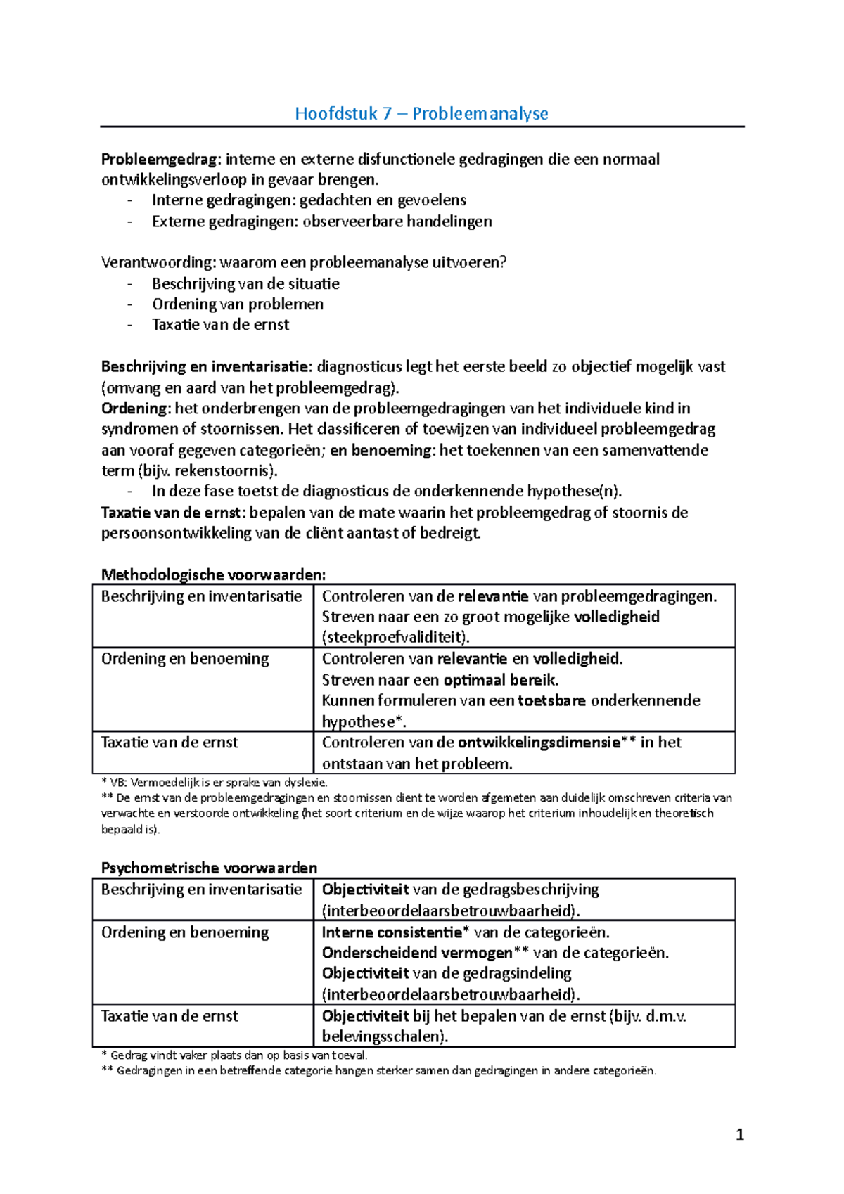 Hoofdstuk 7 – probleemanalyse - Hoofdstuk 7 – Probleemanalyse ...