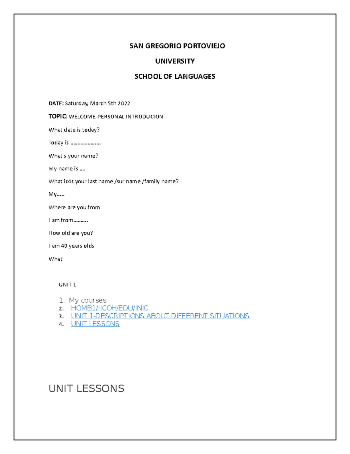 Ingles Unidad 1 TOPIC WELCOME PERSONAL INTRODUCION What Date Is ingles-unidad-1-topic-welcome-personal-introducion-what-date-is