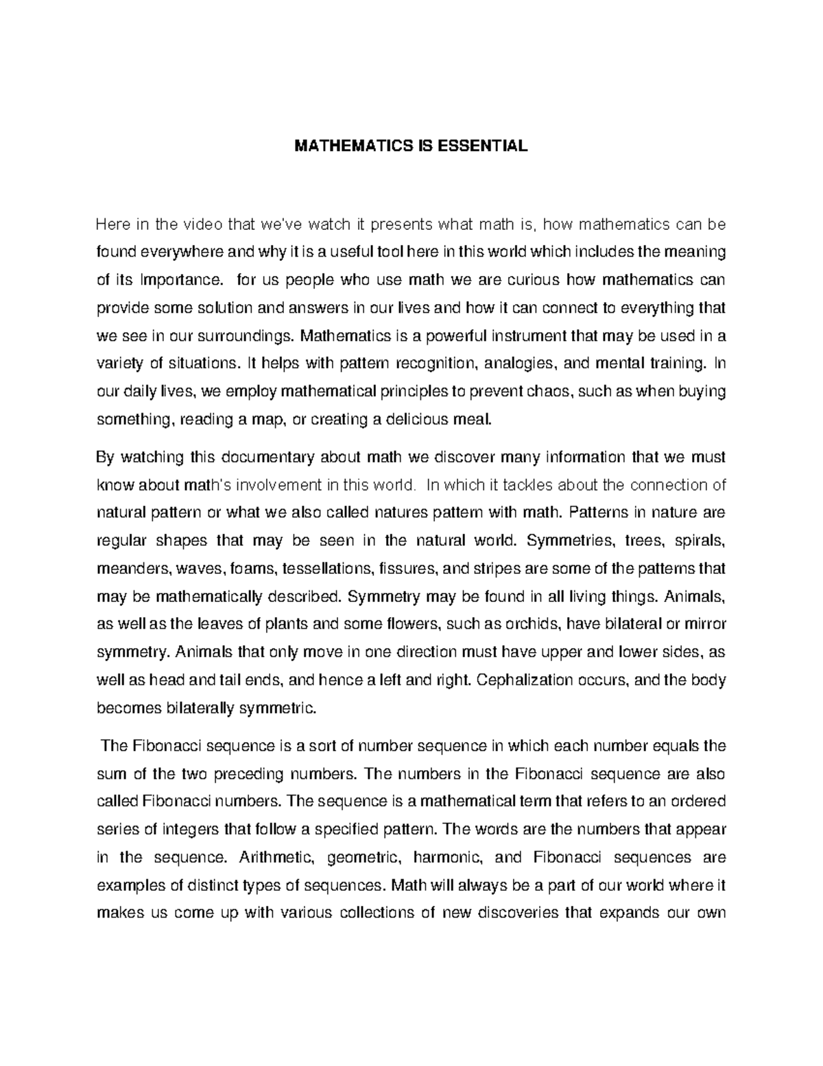 Mathematics IS Essential - MATHEMATICS IS ESSENTIAL Here in the video ...