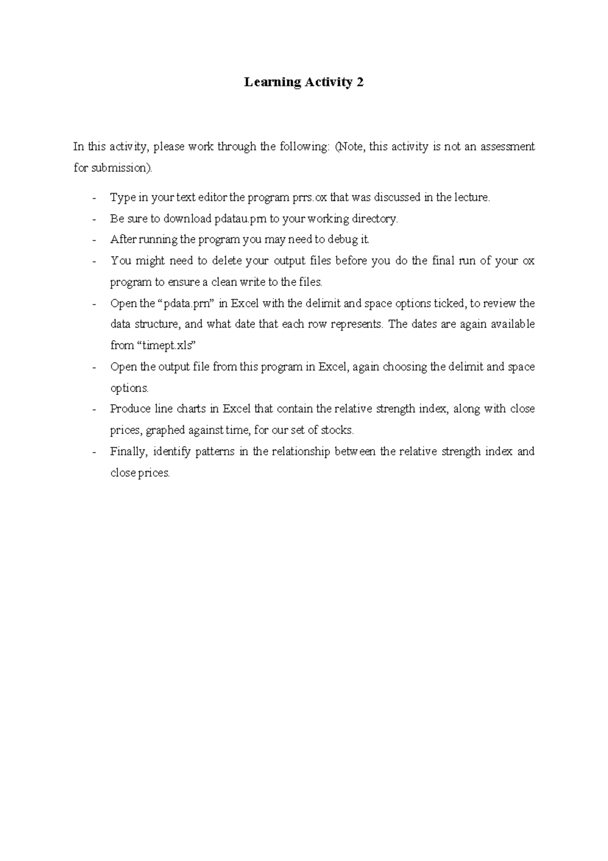 Activity 2 - Learning Activity 2 In this activity, please work through ...