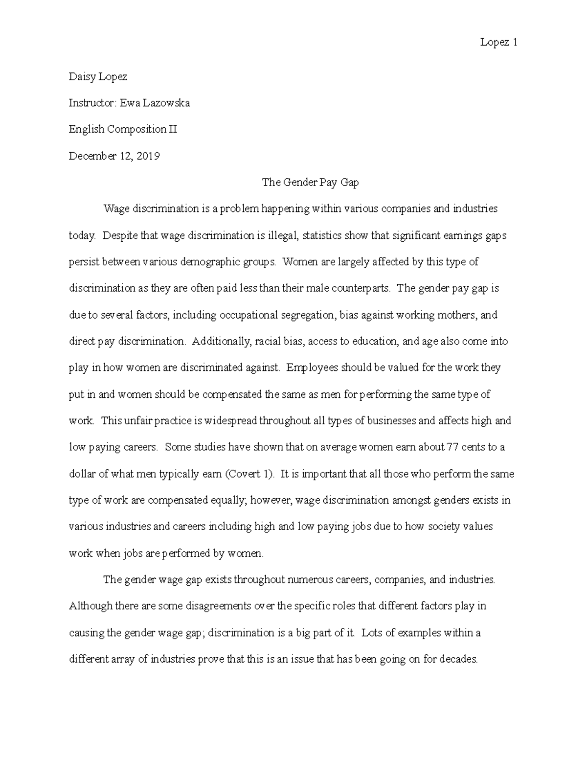 Summative Assessment- Persuasive Essay - Daisy Lopez Instructor: Ewa ...