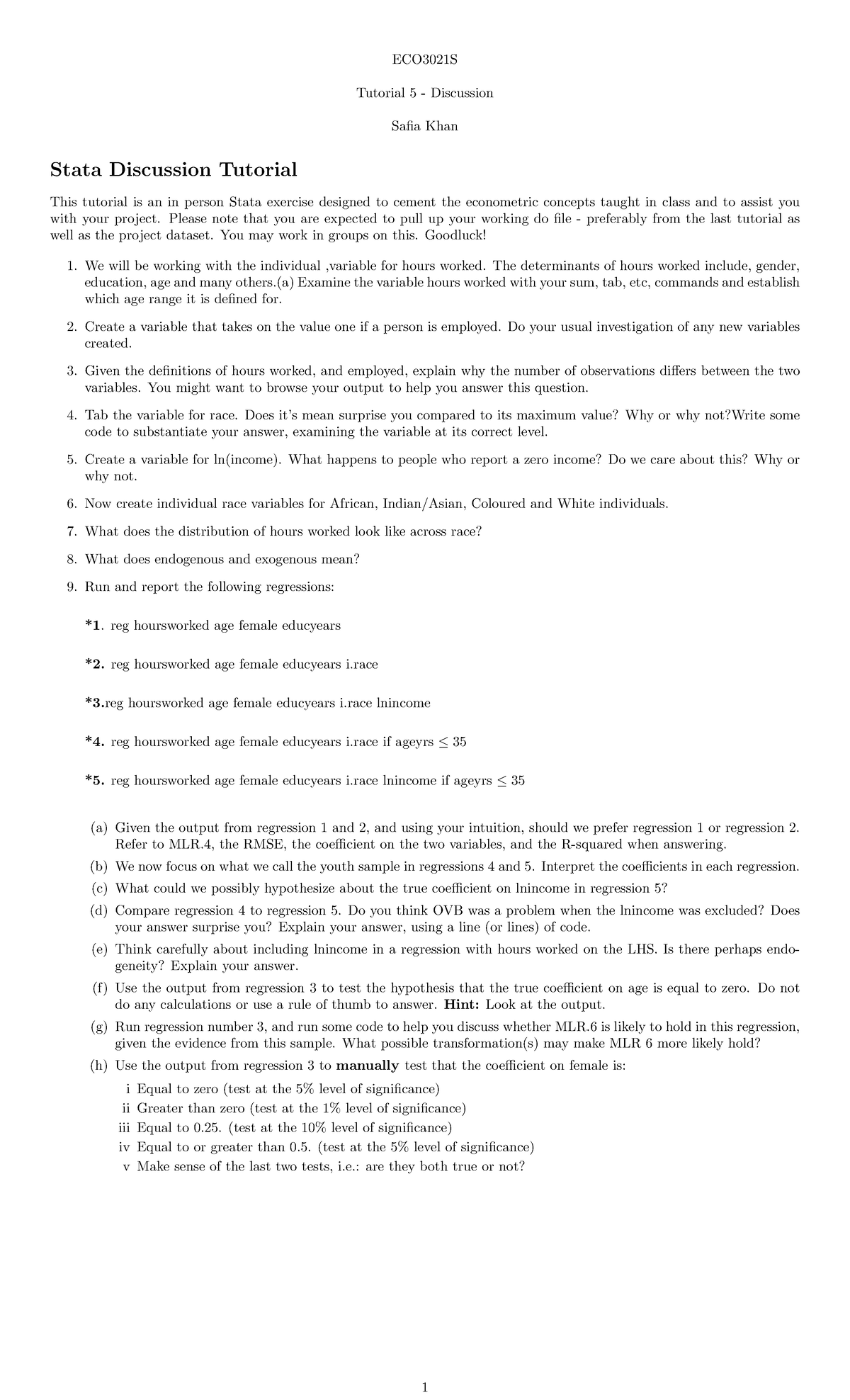 ECO3021S 2023 Tutorial 5 Discussion - ECO3021S Tutorial 5 - Discussion ...