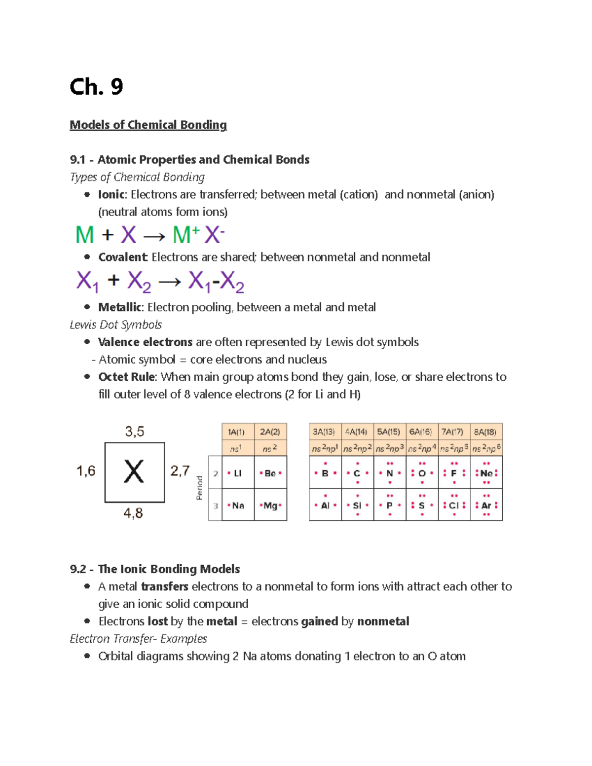 Gen Chem - 211 Ch. 9 - Prof. J. Callus Models of Chemical Bonding - Ch ...