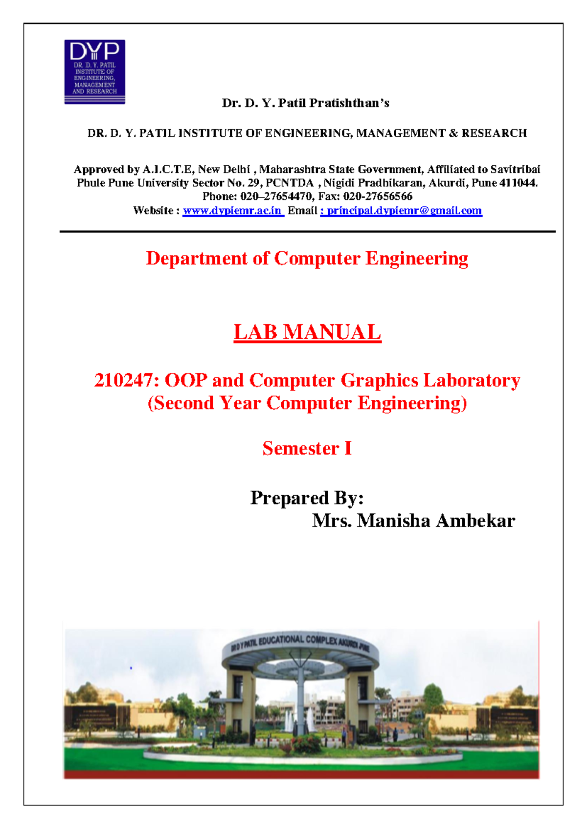 Final OOP CGL Manual - ABC - Dr. D. Y. Patil Pratishthan’s ####### DR ...