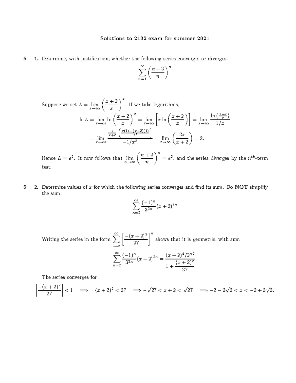 math 2132 final exam answer for summer 2021 don trim - Solutions to ...