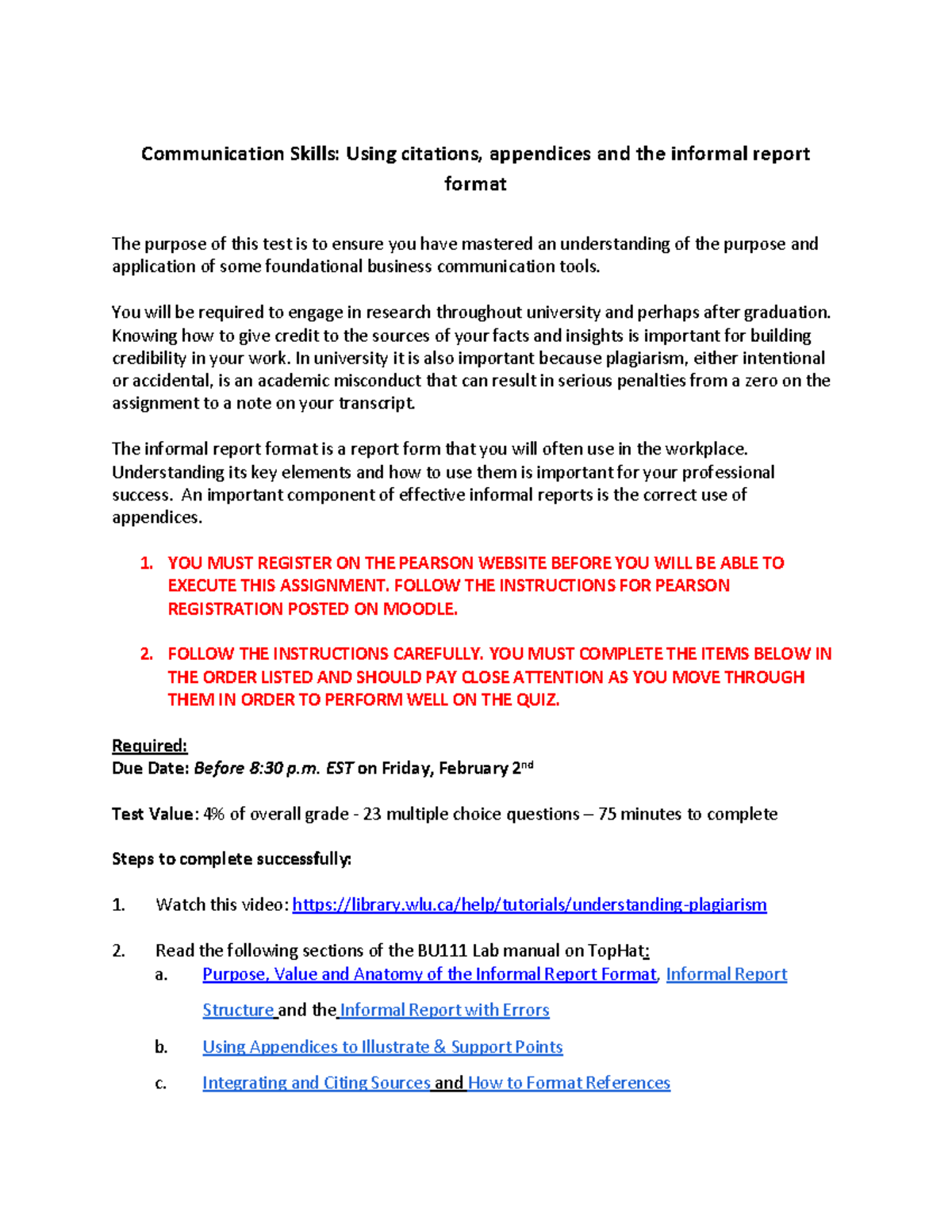 BU111 Winter 2024 - Communication Skills Test - Communication Skills ...