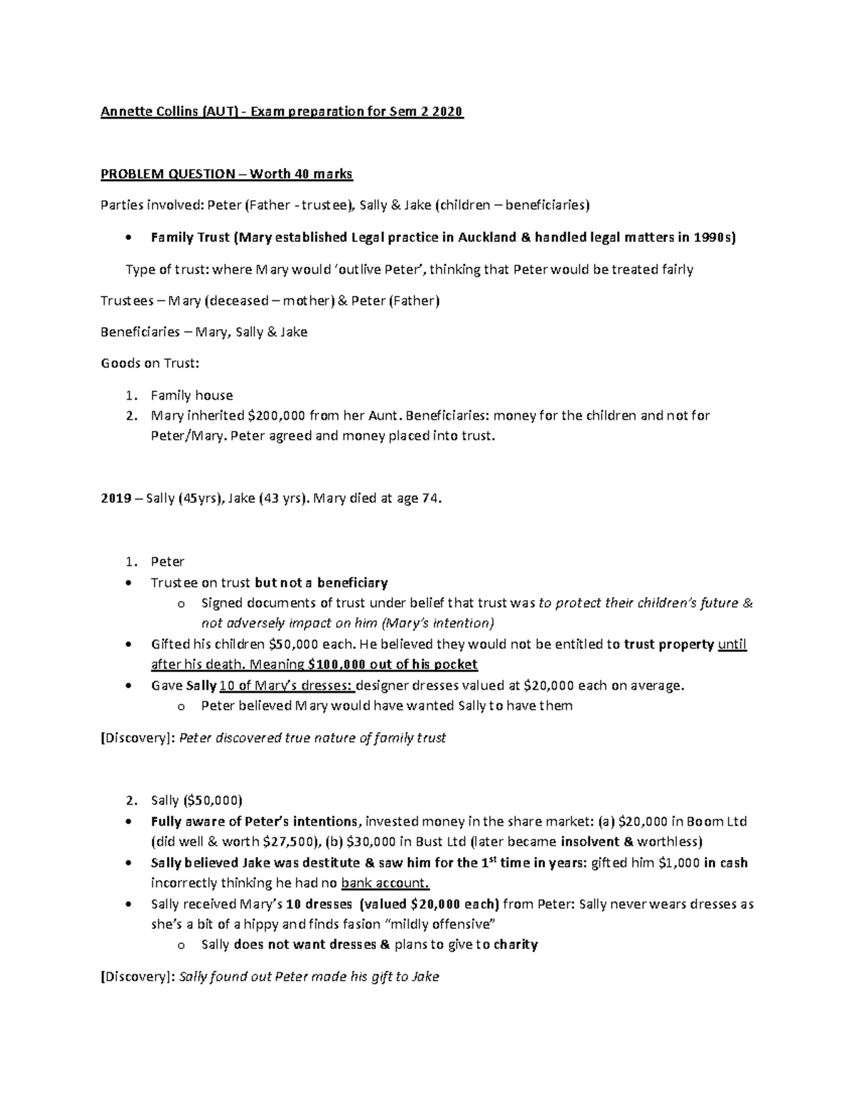 APL EXAM Question - my preparation (2020) - Annette Collins (AUT ...