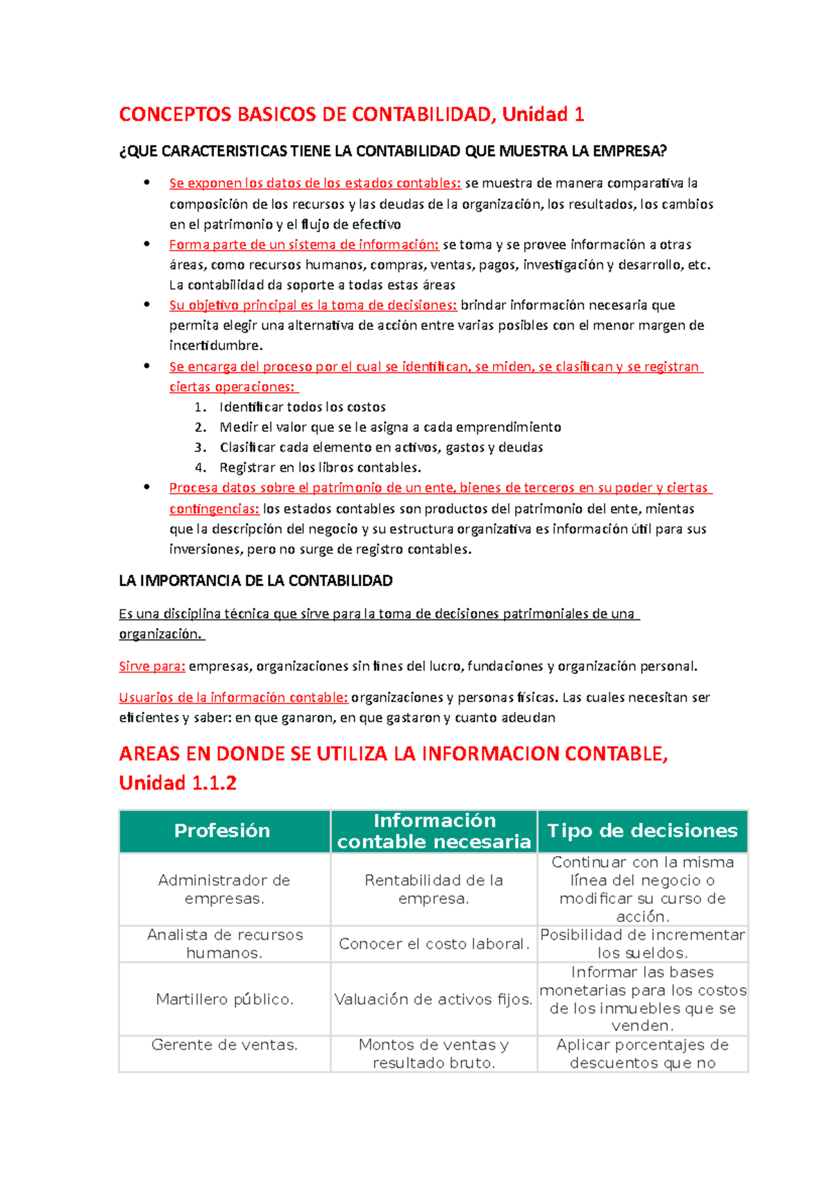 Resumen de Contabilidad Modulo 1 y 2 - CONCEPTOS BASICOS DE CONTABILIDAD, Unidad 1 ¿QUE - Studocu