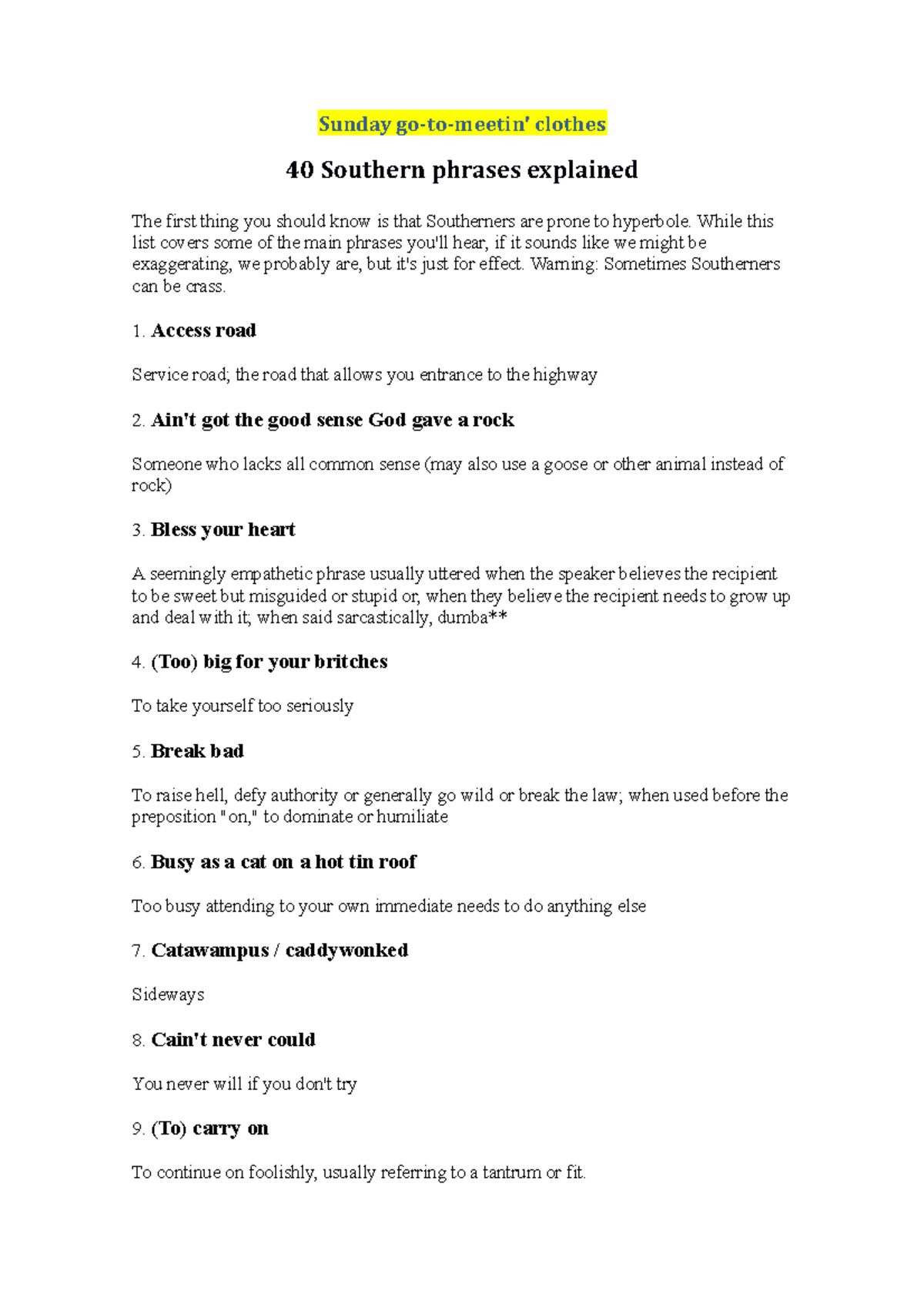 40 Southern Phrases Explained - Sunday go-to-meetin' clothes 40 ...