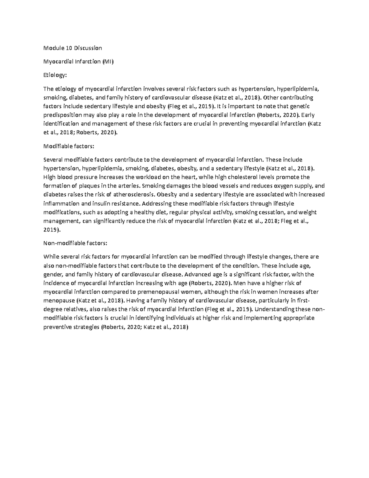 Module 10 Discussion - Module 10 Discussion Myocardial Infarction (MI ...